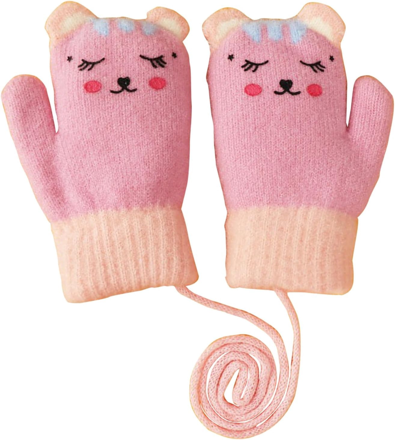 FENGWarm Toddler Knitted Gloves Toddler Full Finger Gloves Thick Plush ...