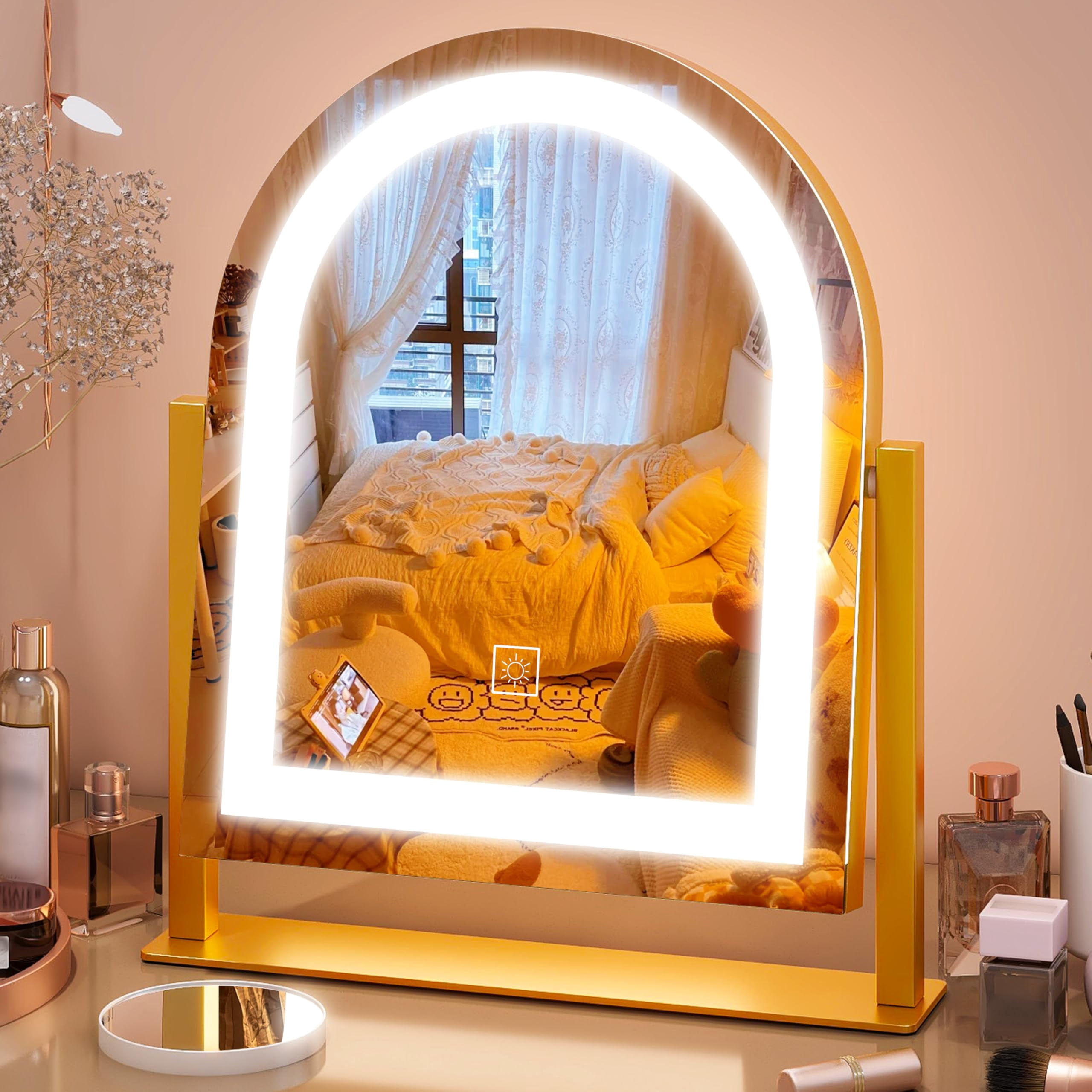 FENNIO Large Vanity Mirror OLF24 with Lights - 15.5"x13" Makeup Mirror ...