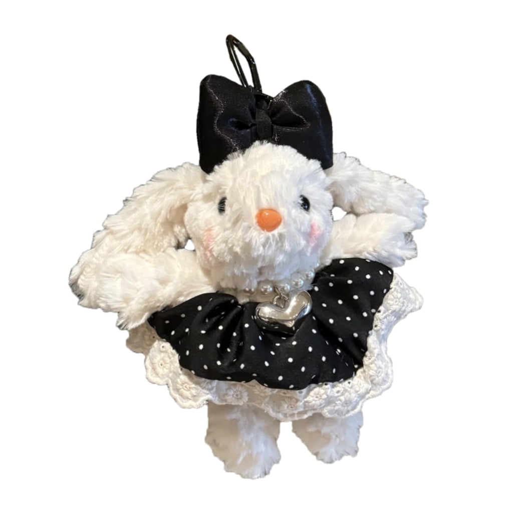 FENOHREFE Cartoon Rabbits Plush Toy Bag Charm with Scarf and Flower ...
