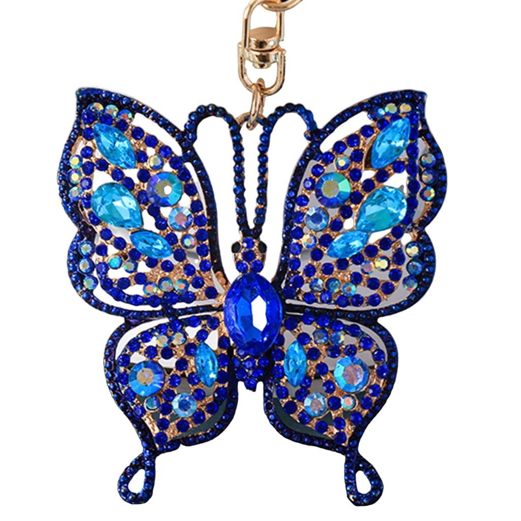 FENOHREFE Colorful Crystal Butterfly Keychain Pendant Glittering ...