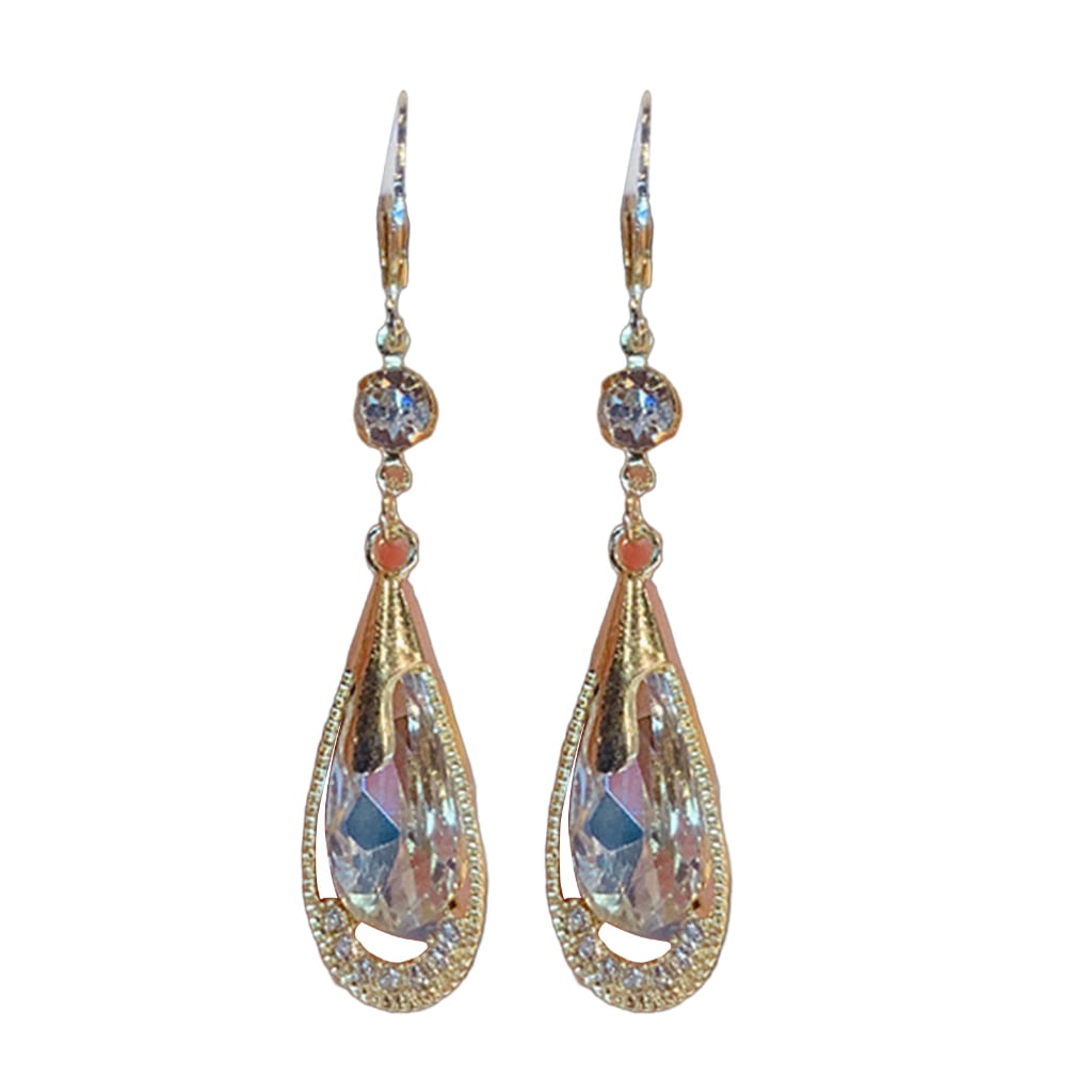 FENOHREFE Delicate Water Drop Earrings Elegant Ear Studs Alloy Texture ...