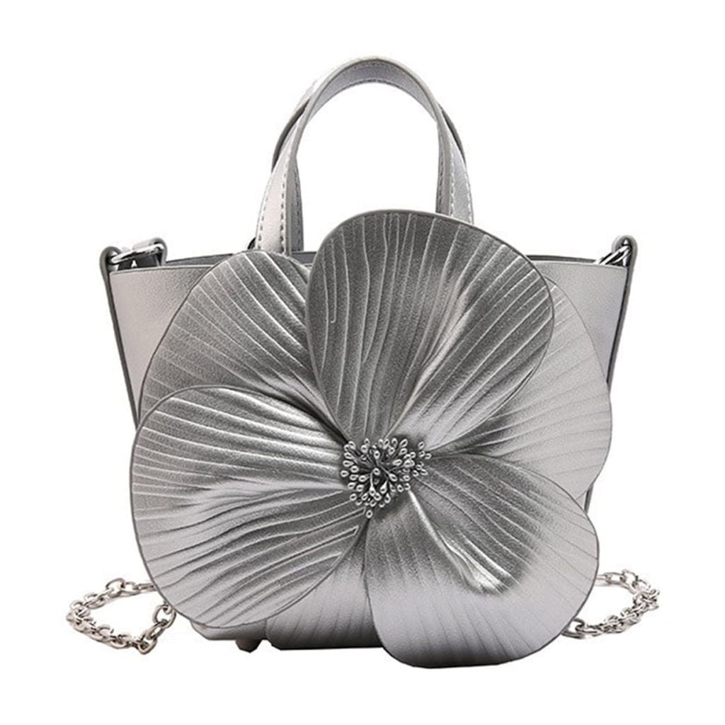 FENOHREFE Elegant PU Leather Floral Purse Small Bucket Bag with Chain ...