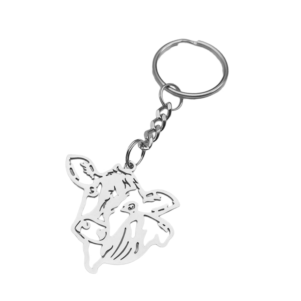 FENOHREFE Hollow Cattle Head Keychain Elegant Gold/Silver Design ...