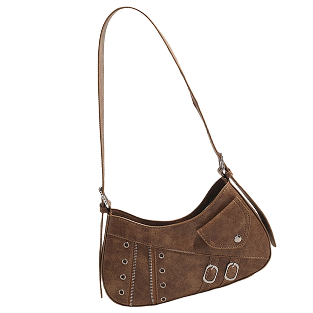 FENOHREFE Punk Eyelets Buckled Small Shoulder Bag Women Motorcycle PU ...