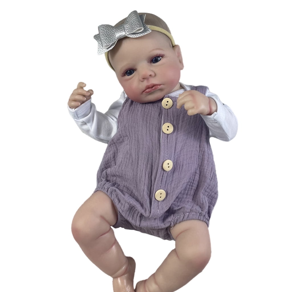 FENOHREFE Realistic Vinyls Ba-- Girl Doll 20inch with Bowknot Overalls ...
