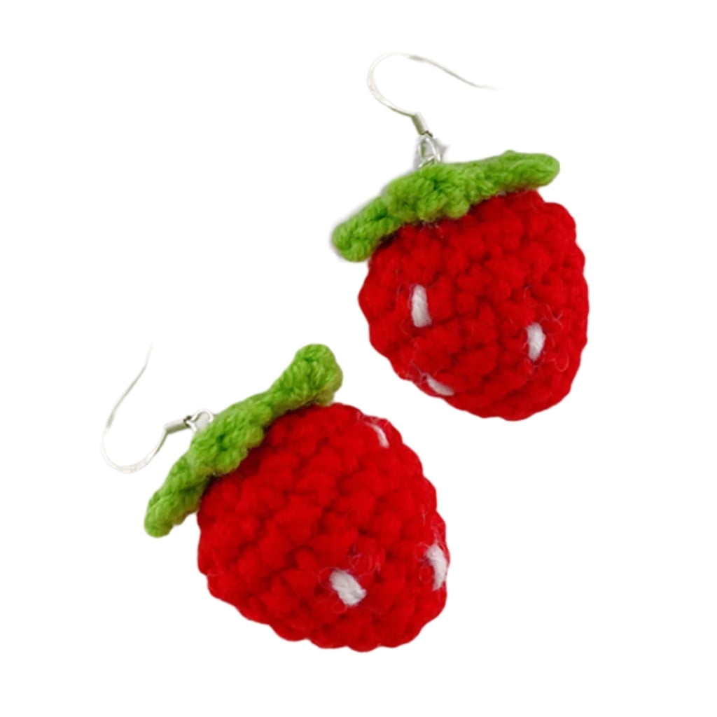 FENOHREFE Stylish Strawberry Ear Ornaments Woven Earrings Comfortable ...