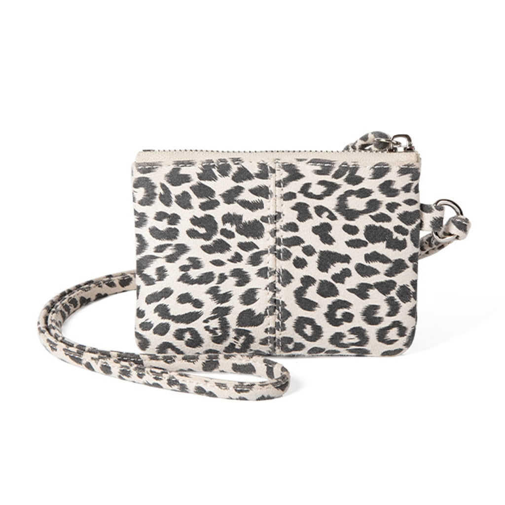 FENOHREFE Women's Mini Leopard Lanyard Wallet PU Leather Wallets Purse ...