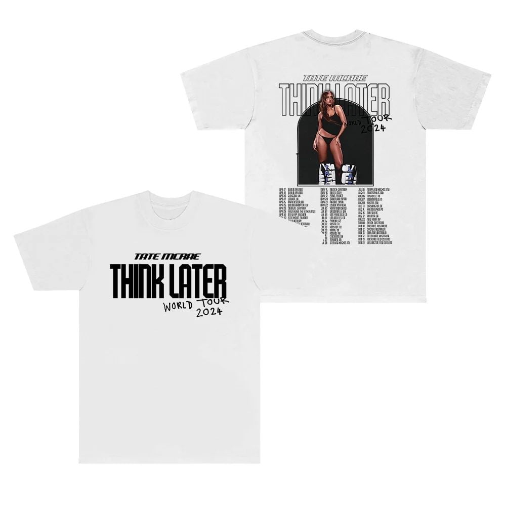 FENZAN Tate McRae Tshirt Think Later World Tour Short Sleeve Streetwear ...