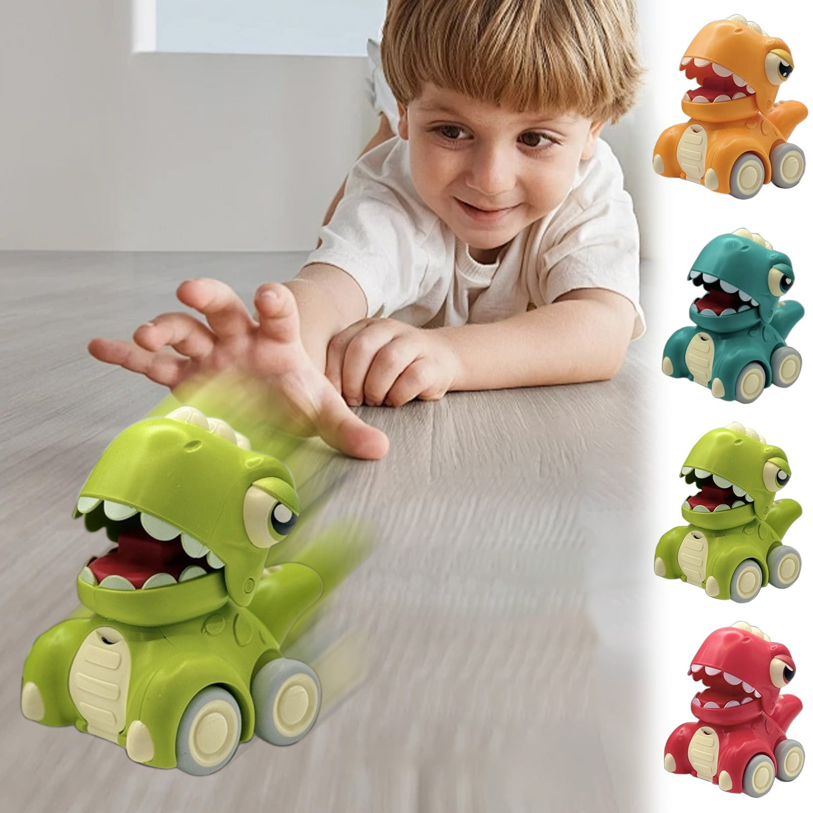 FEOLGEHLY 4 Pcs Dinosaur Racing Cars Toys for Toddlers 1-3 2-4, Baby ...