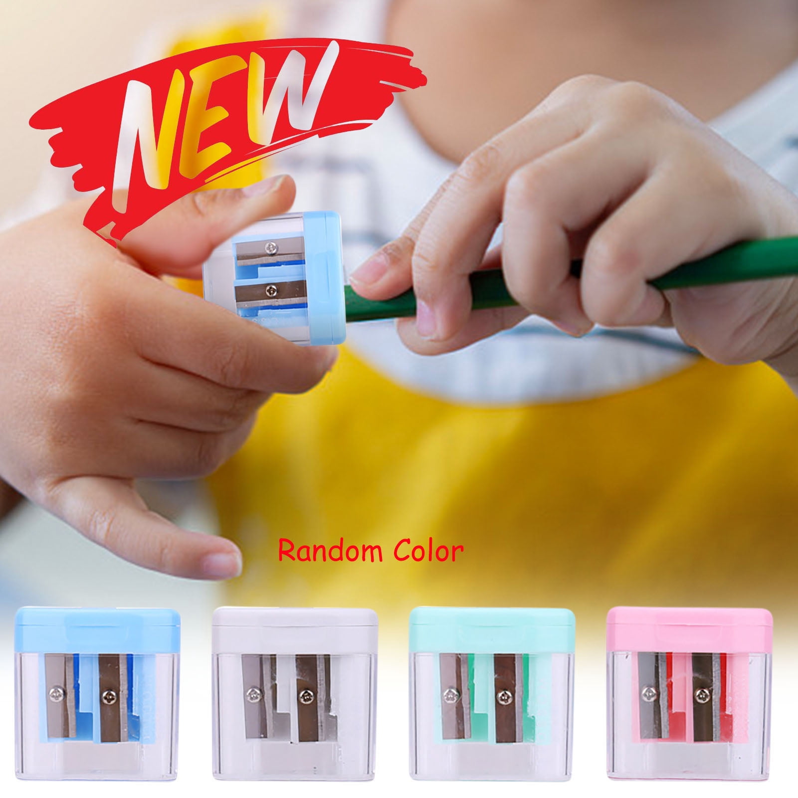 FEOLGEHLY 4 Pcs Handheld Pencil Sharpeners with Lid, Multicolor Dual ...