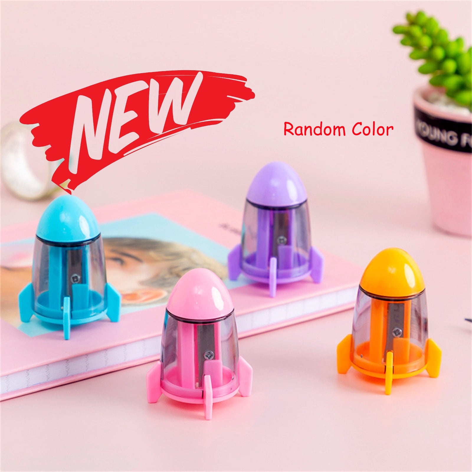 FEOLGEHLY 4 Pcs Handheld Pencil Sharpeners with Lid, Multicolor Single ...