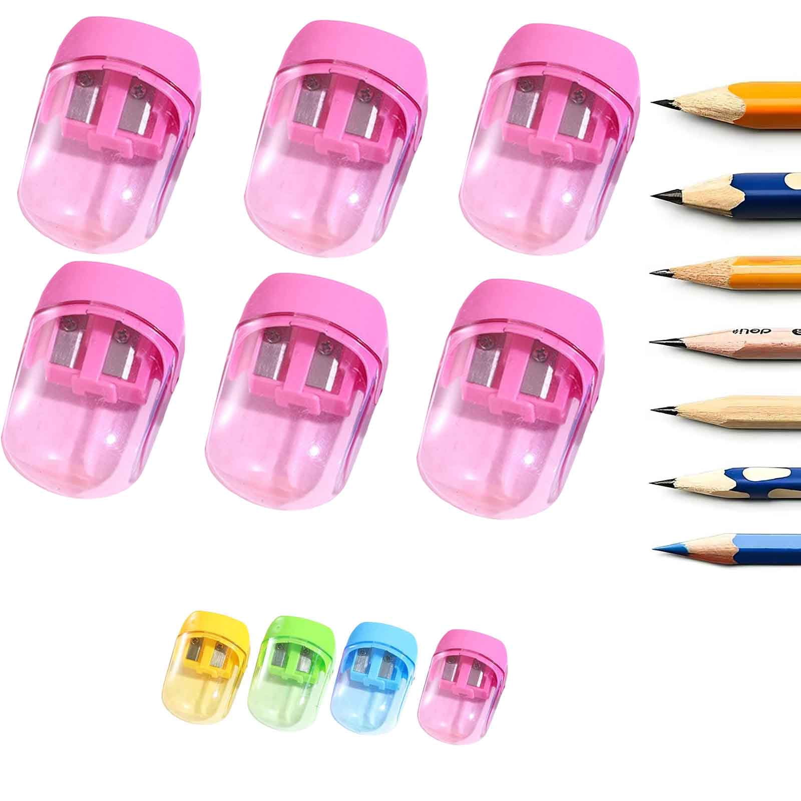 FEOLGEHLY 6PCS Double Hole Pencil Sharpener with Cover – Portable Oval ...