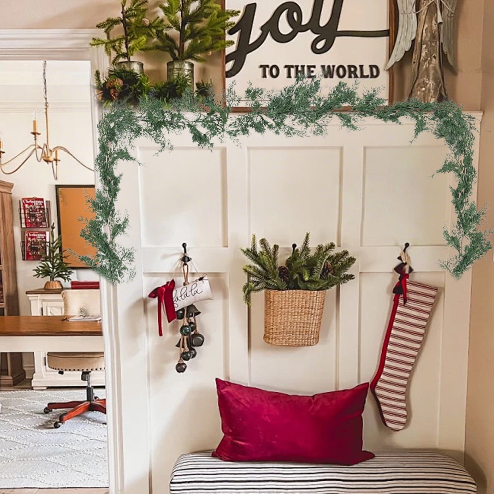 FEOLGEHLY Christmas Norfolk Pine Garlands, Real Touch Pine Garlands ...