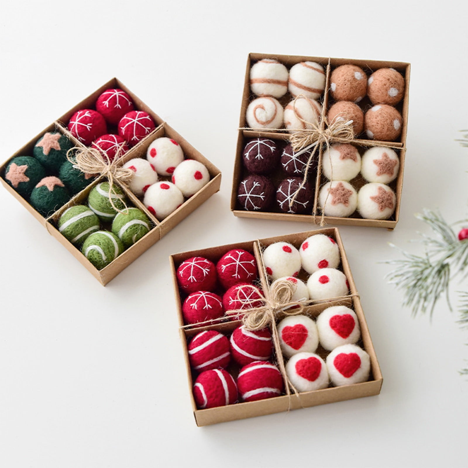 FEOLGEHLY Felt Balls Christmas Ornaments Set, Christmas Decorations ...