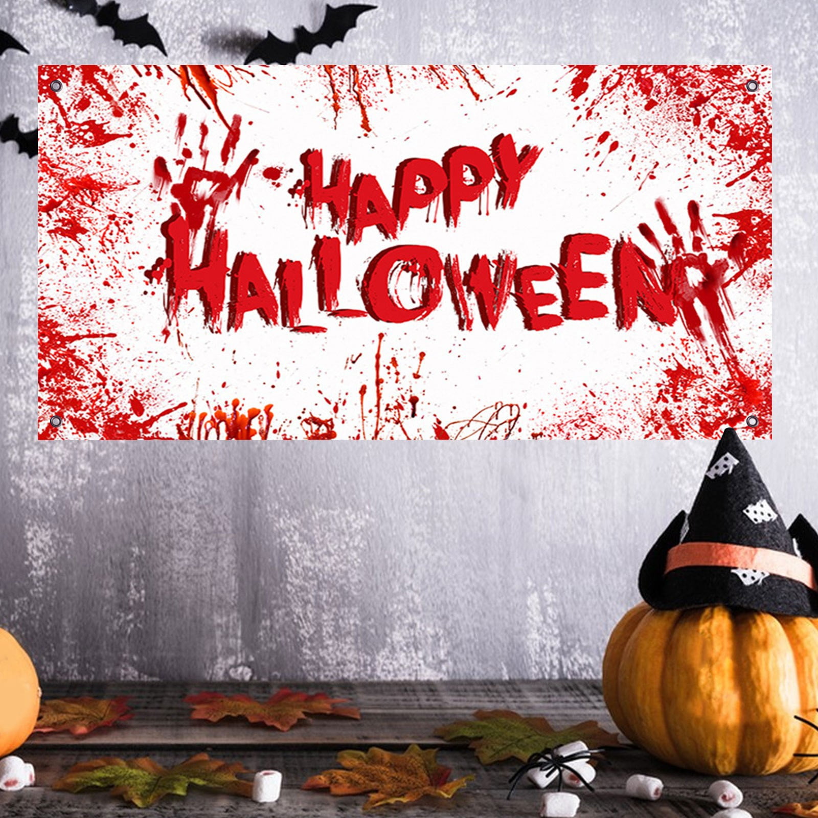 FEOLGEHLY Halloween Bloody Brick Wall Backdrop Creepy Scary Blood ...