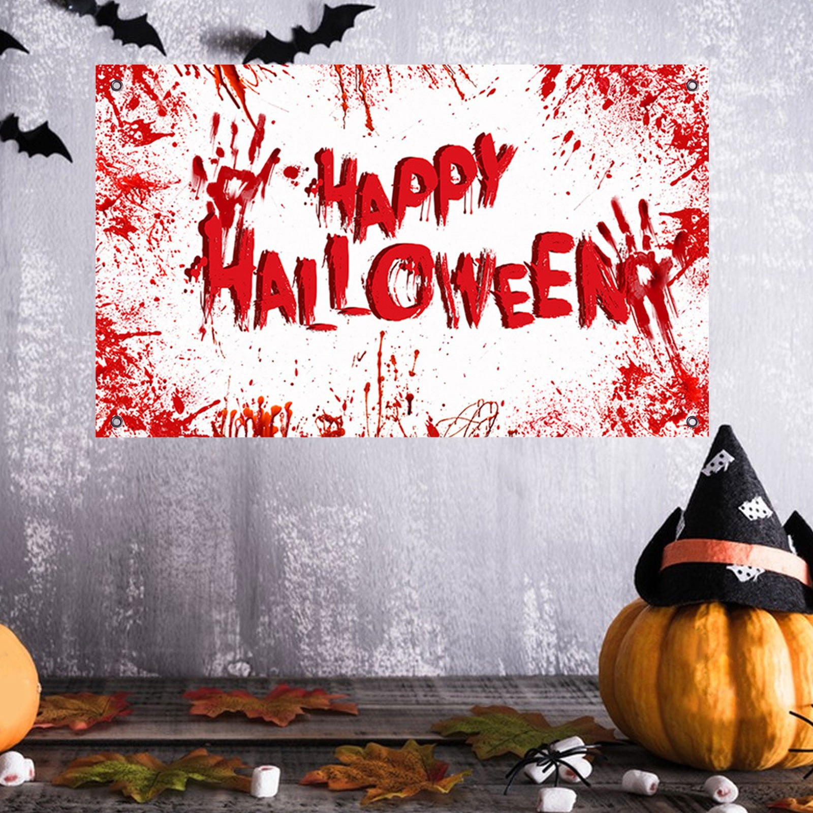 FEOLGEHLY Halloween Bloody Brick Wall Backdrop Creepy Scary Blood ...