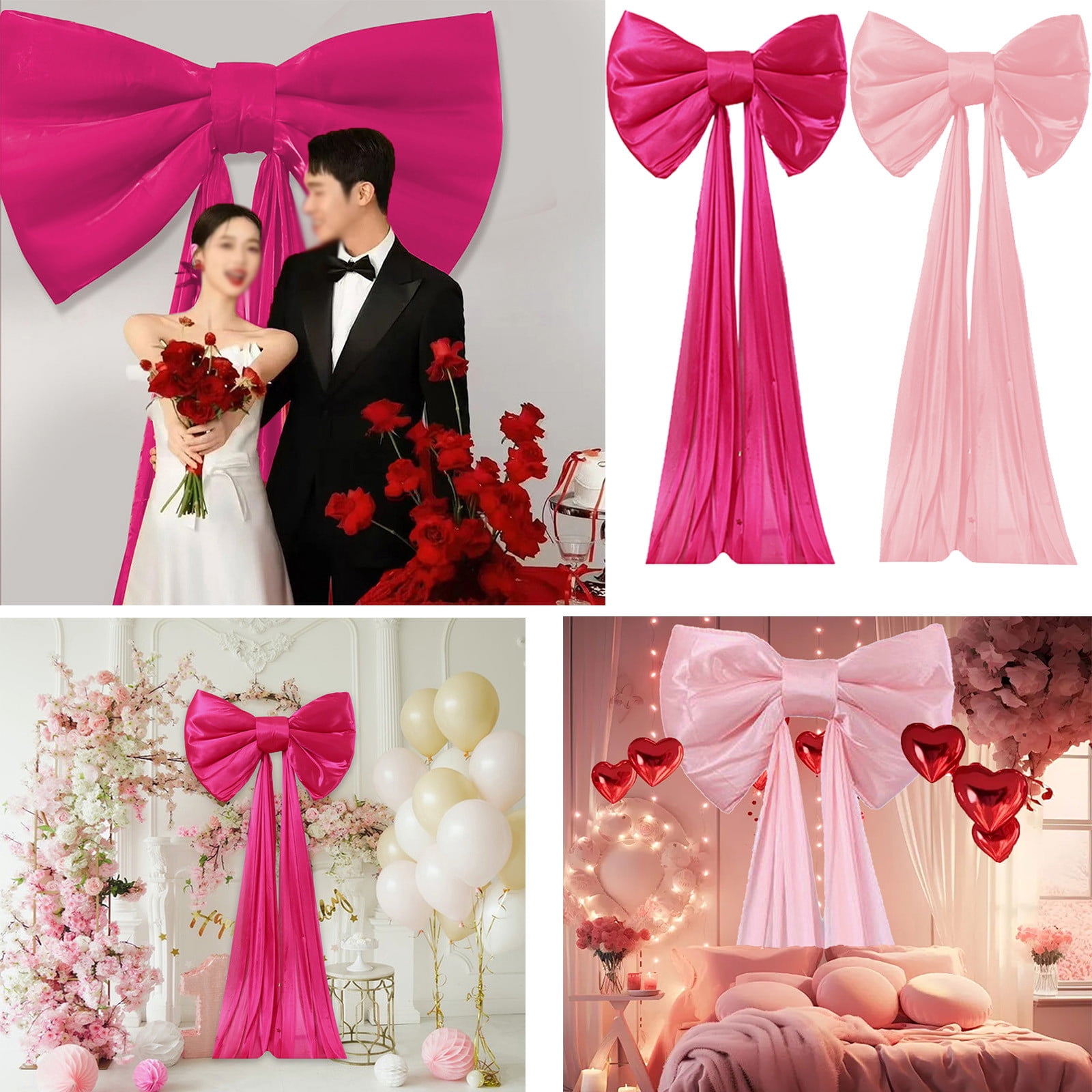 FEOLGEHLY Large Bow for Decoration 78.7 inch Long Satin Giant Bow ...
