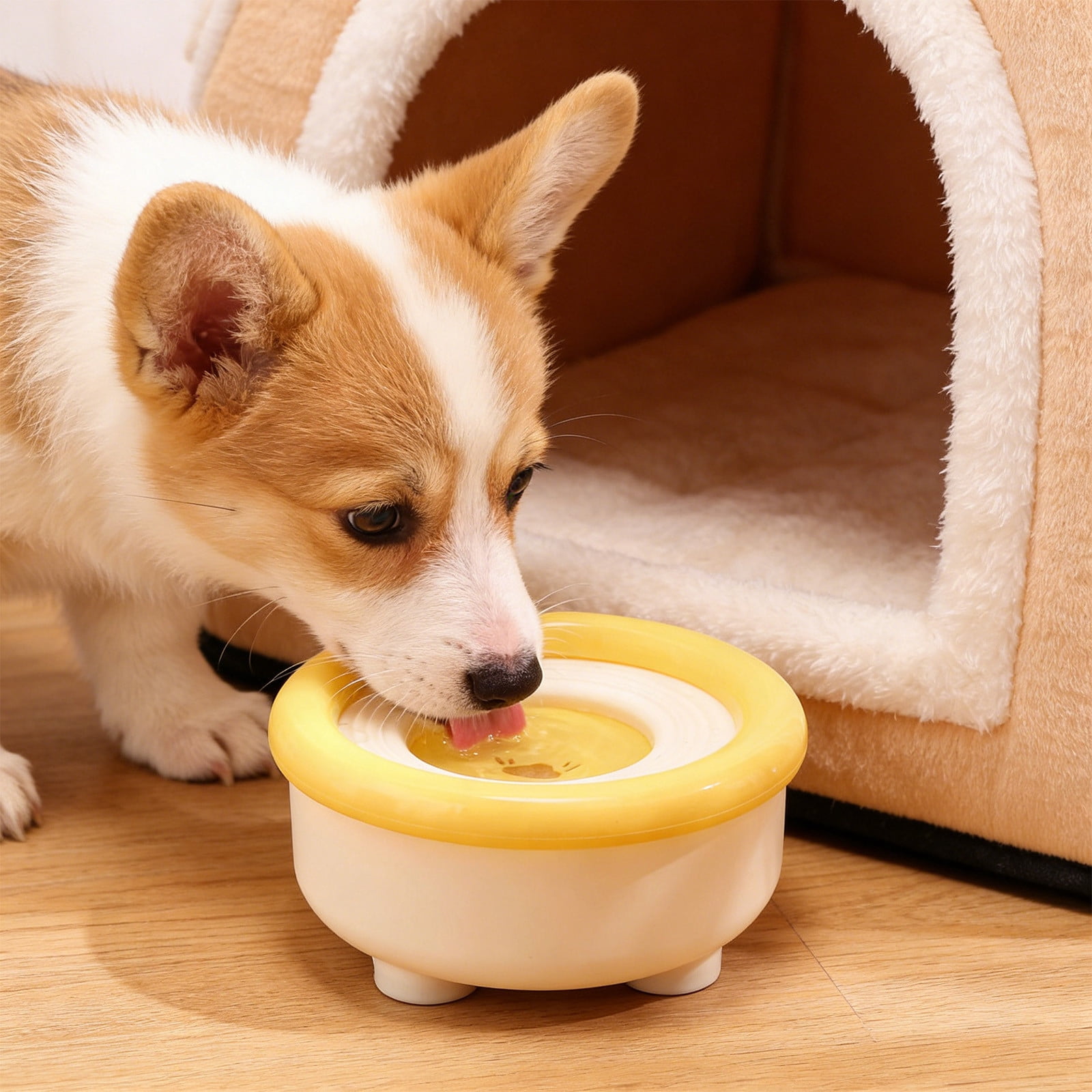 FEOLGEHLY Non Slip Floating Pet Water Bowl, No Wet Mouth Raised ...