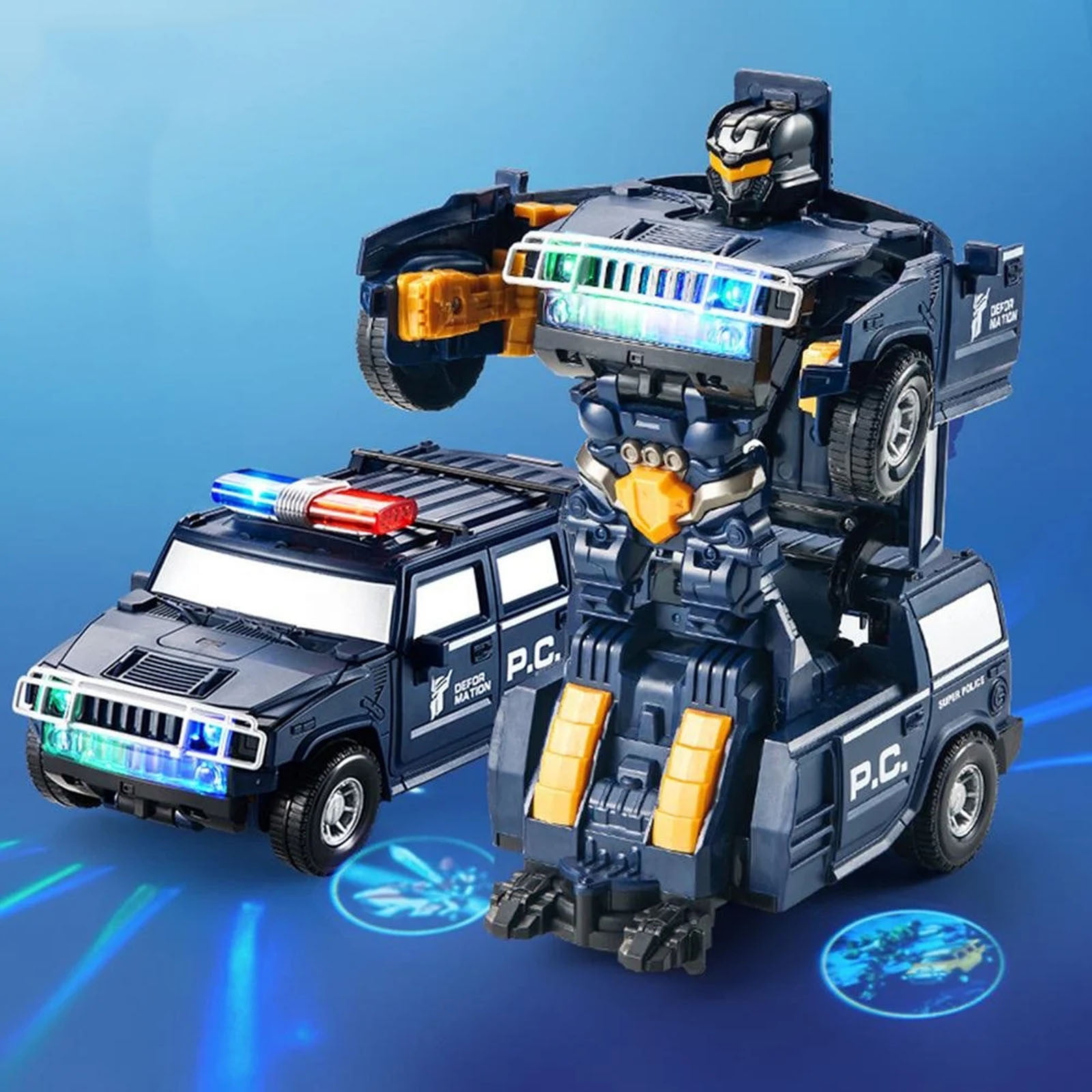 FEOLGEHLY Toy Cars for Toddlers 1-3 4-7, Transforming Robot Police Car ...