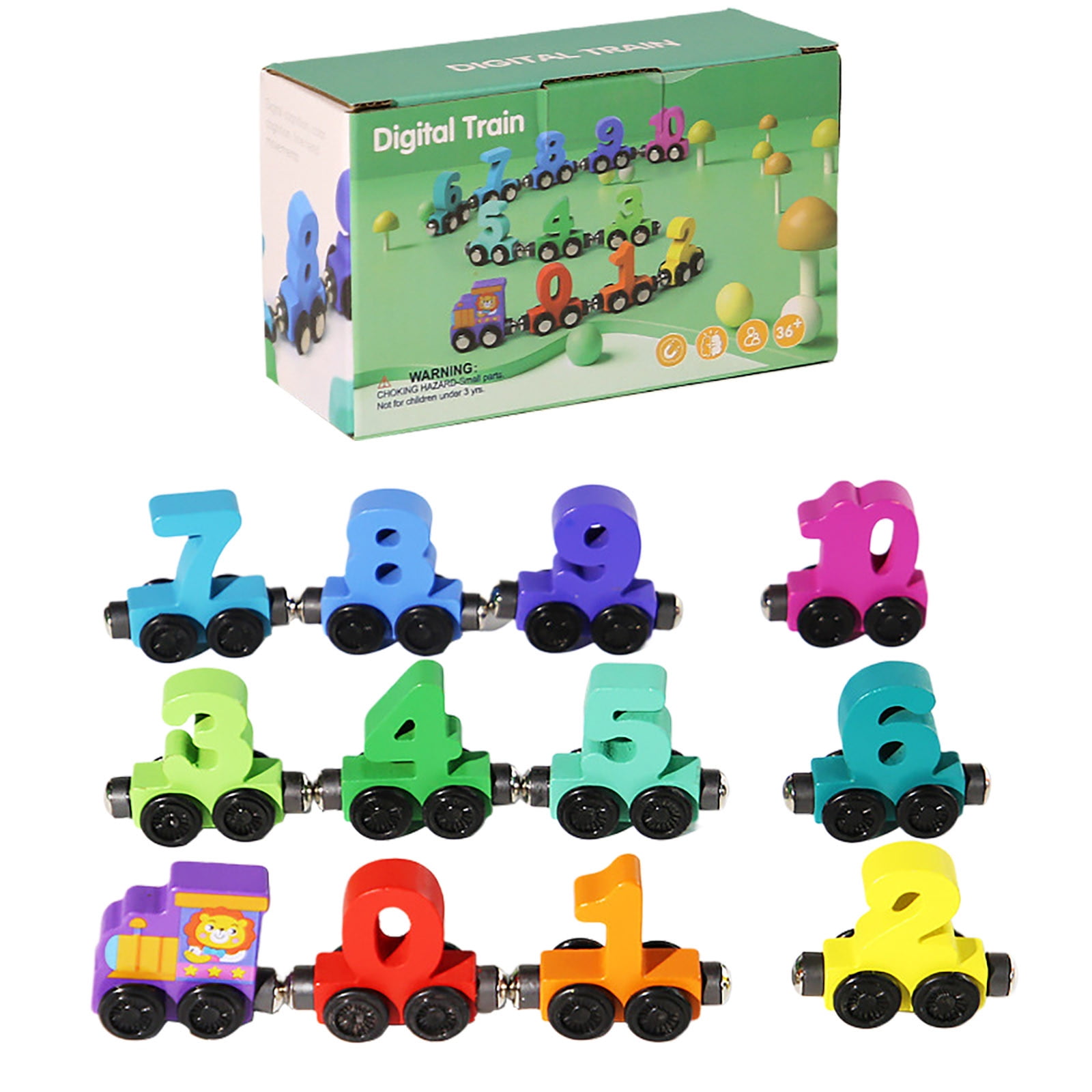 FEOLGEHLY Wooden Magnet Number Train Set for Toddlers 1-2 3-4 Years Old ...