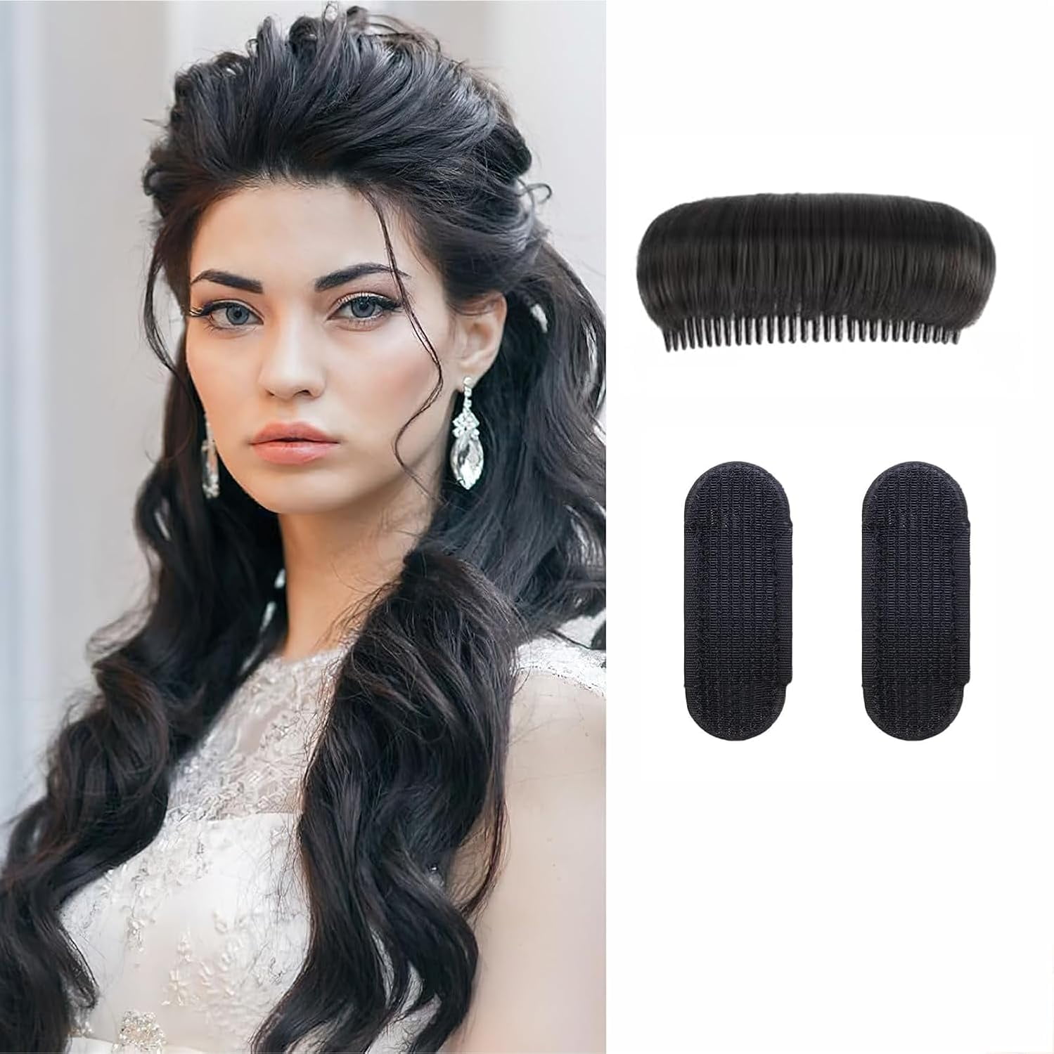 FEORA Hair Puff Bun Puff Clips Combo Pack for Hair Puffing Invisible False Hair Clip Hair Base ...