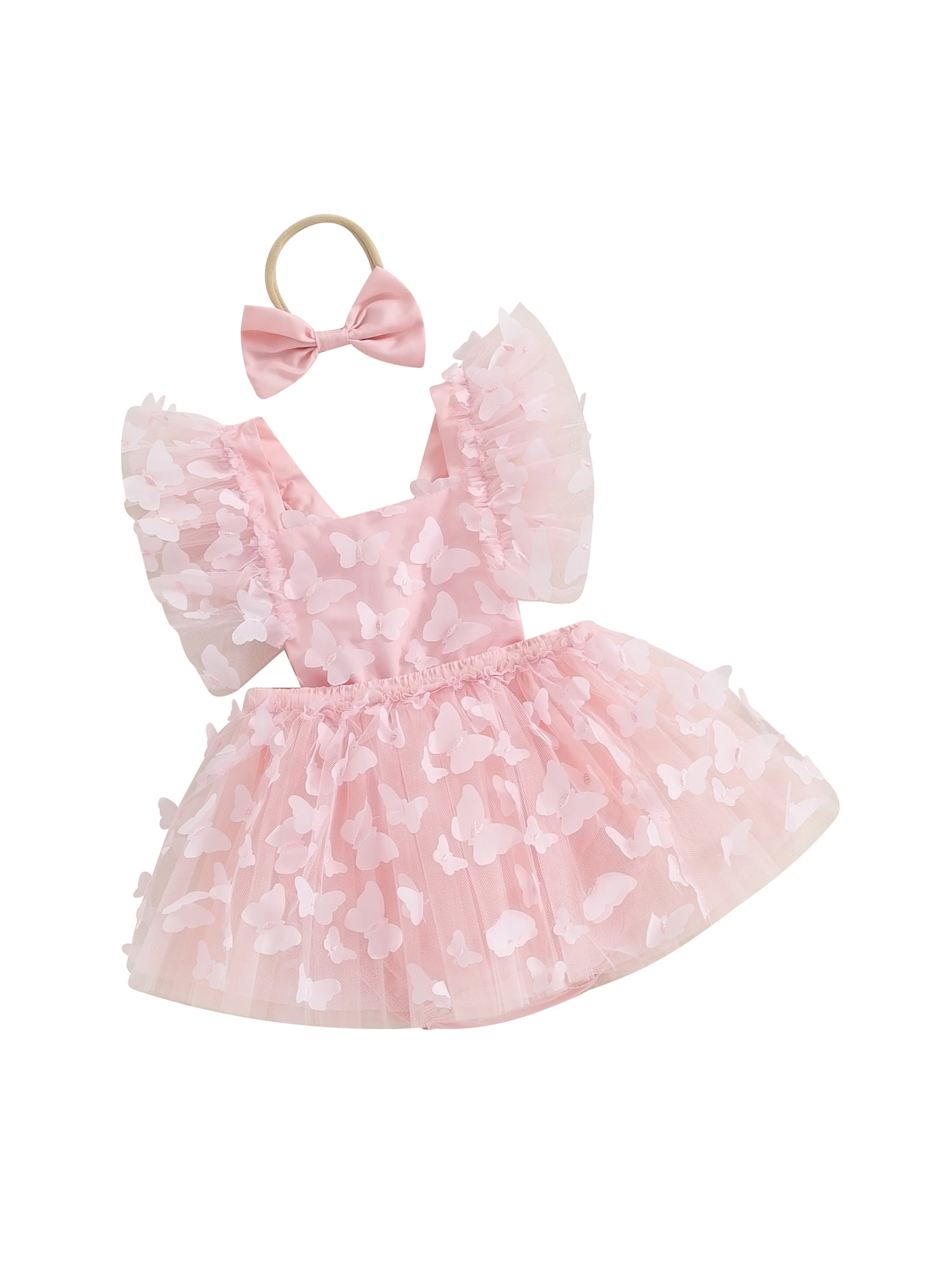 FEORJGP Infant Baby Girls Summer Romper Dress Newborn Flying Sleeve ...