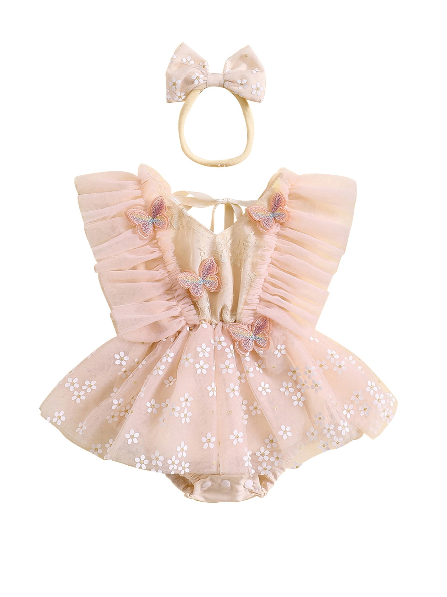 FEORJGP Infant Girl Summer Princess Outfit Newborn 3M 6M 12M 18M Flying ...