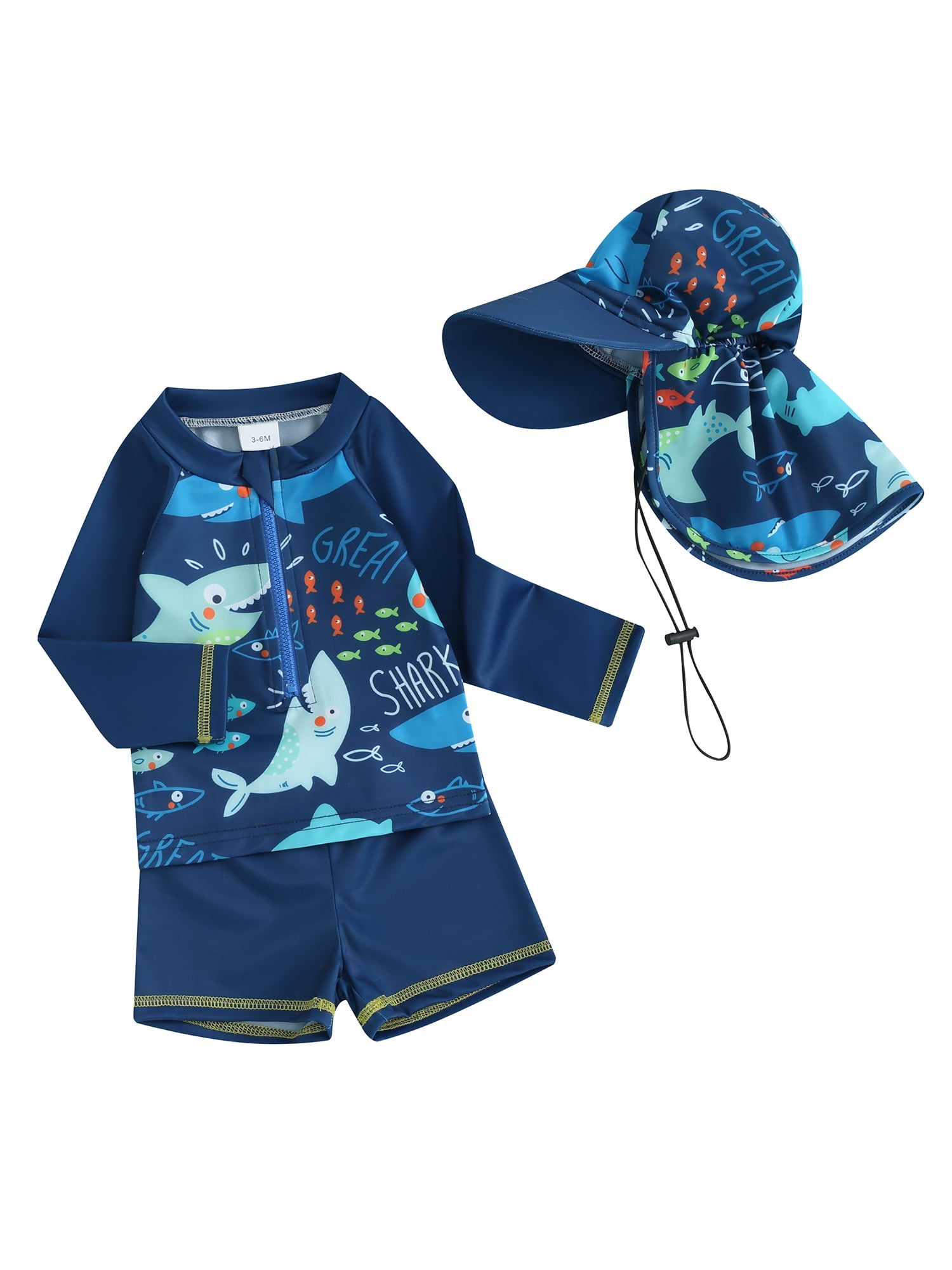FEORJGP Kids Baby Boy Rash Guard Swimsuits Toddler 0-5Y 3Pcs Zip Up ...