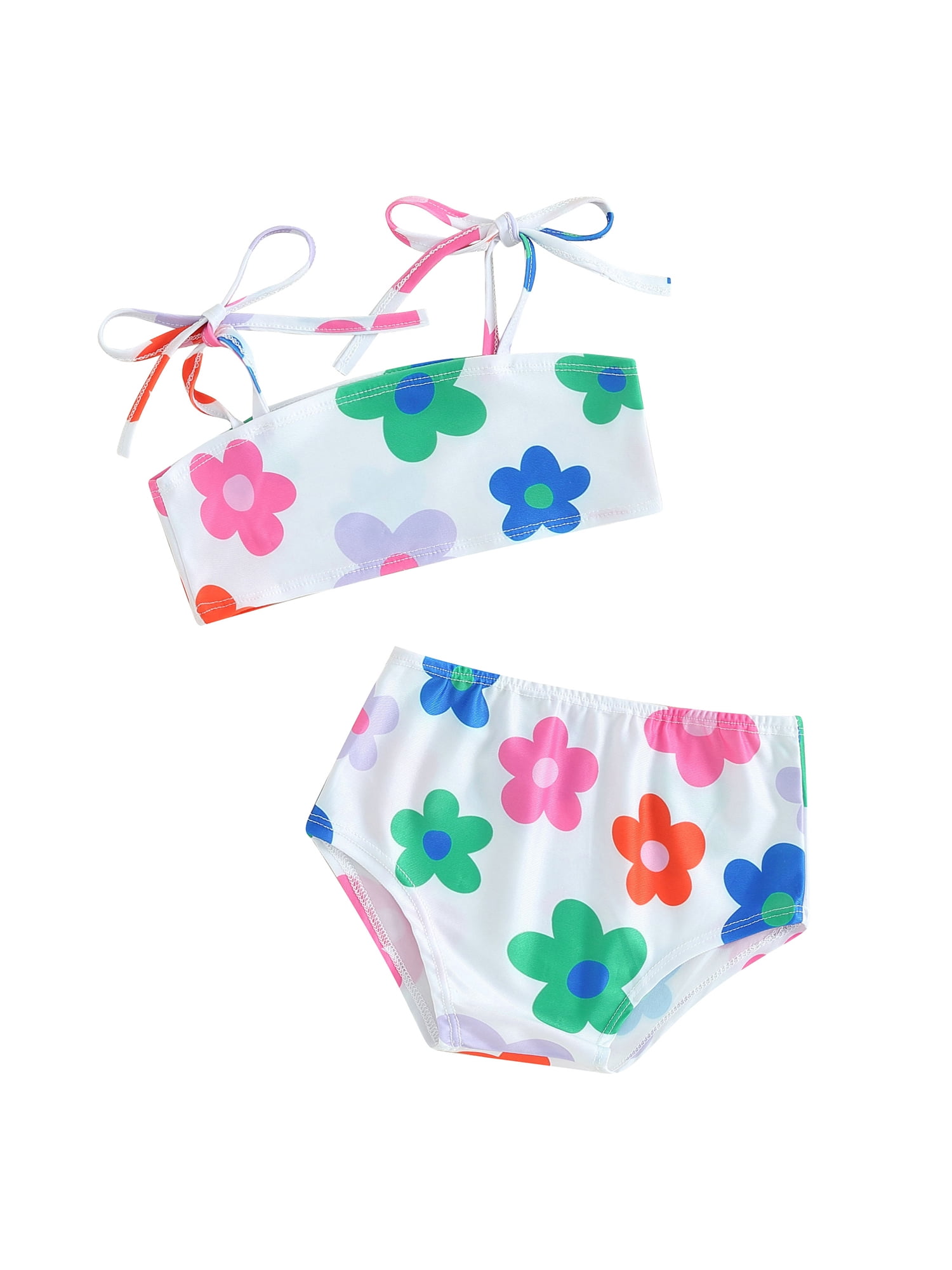 FEORJGP Kids Girl Summer Swimsuits Toddler 2 Piece Bikini Swimwear Slip ...