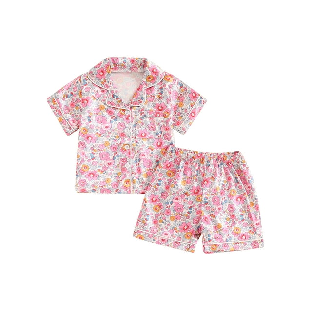 FEORJGP Kids Girls Summer Pajamas Sets 12M-5T Toddler Satin Loungewear ...