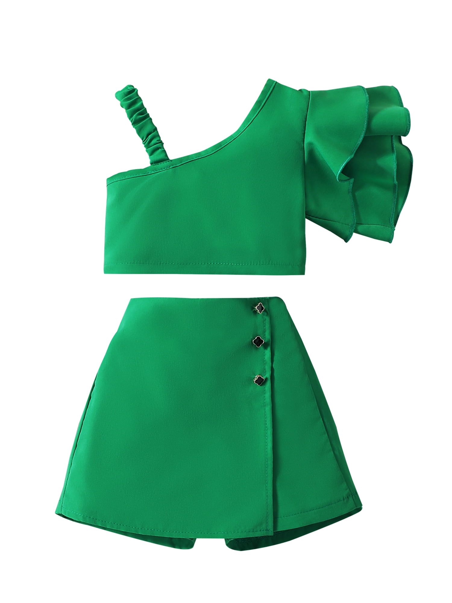 FEORJGP Kids Girls Summer Shorts Set 1-6Y Toddler Asymmetric Sleeveless ...