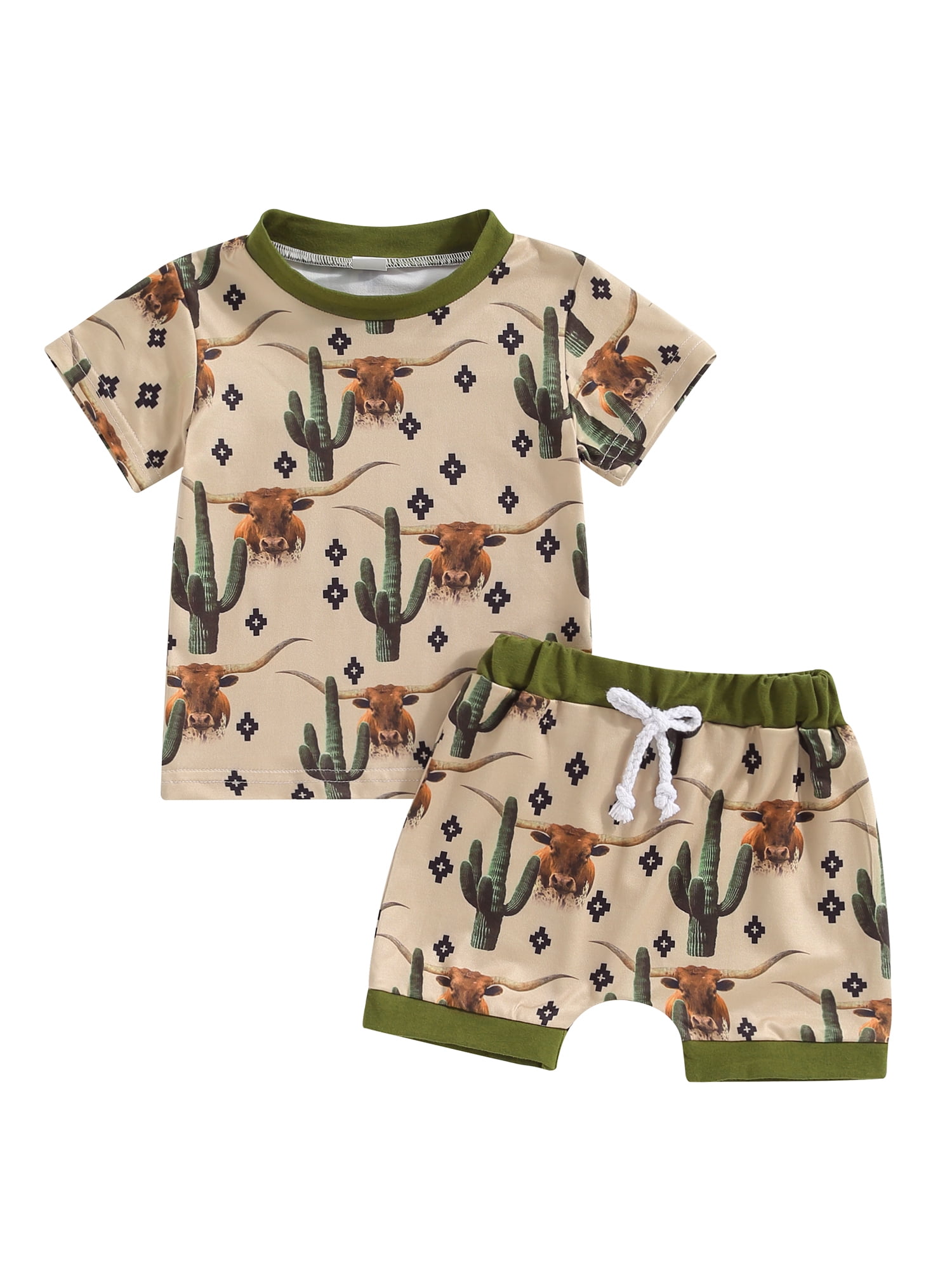 FEORJGP Kids Toddler Boys Western Outfits 0-3T Infant Baby Short Sleeve ...
