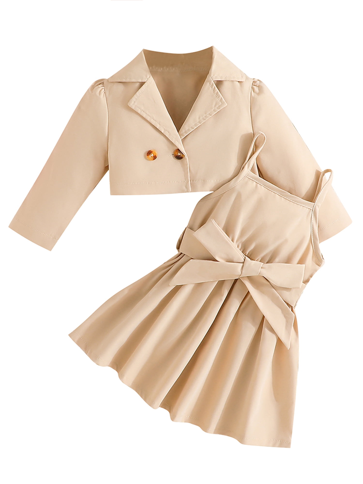 FEORJGP Little Girl 2 Pcs Dress Outfit 6M 9M 1T 2T 3T 4T Kids Long ...