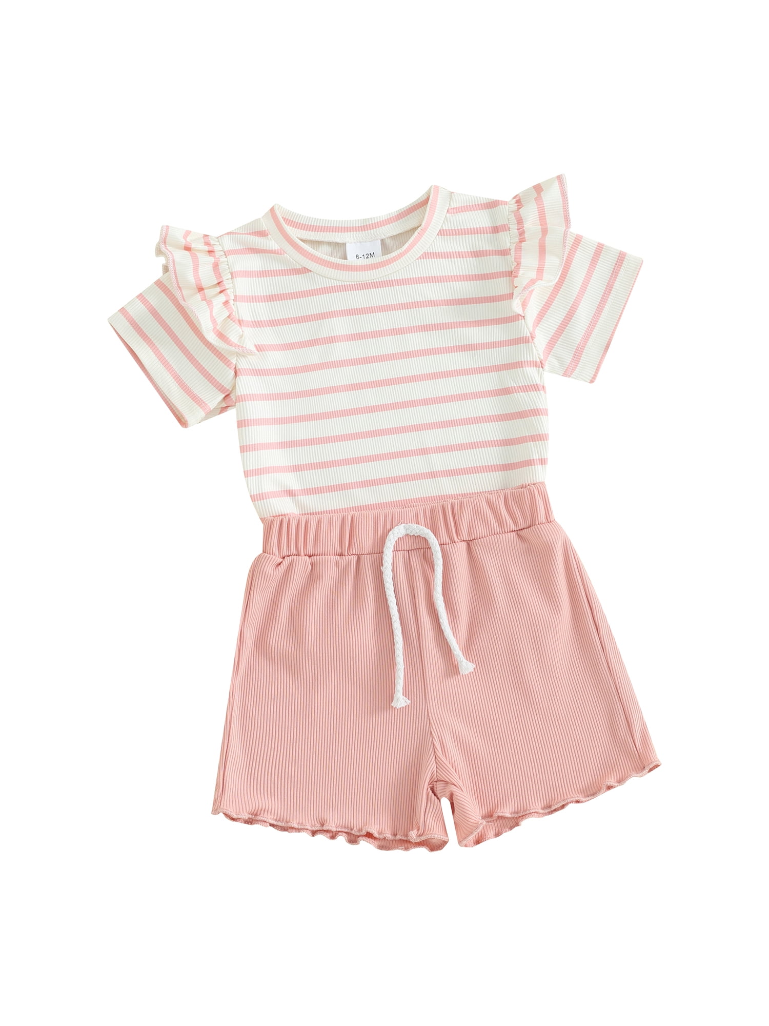 FEORJGP Little Girl 2 Piece Summer Set 6M 1T 2T 3T 4T Kids Round Neck T ...
