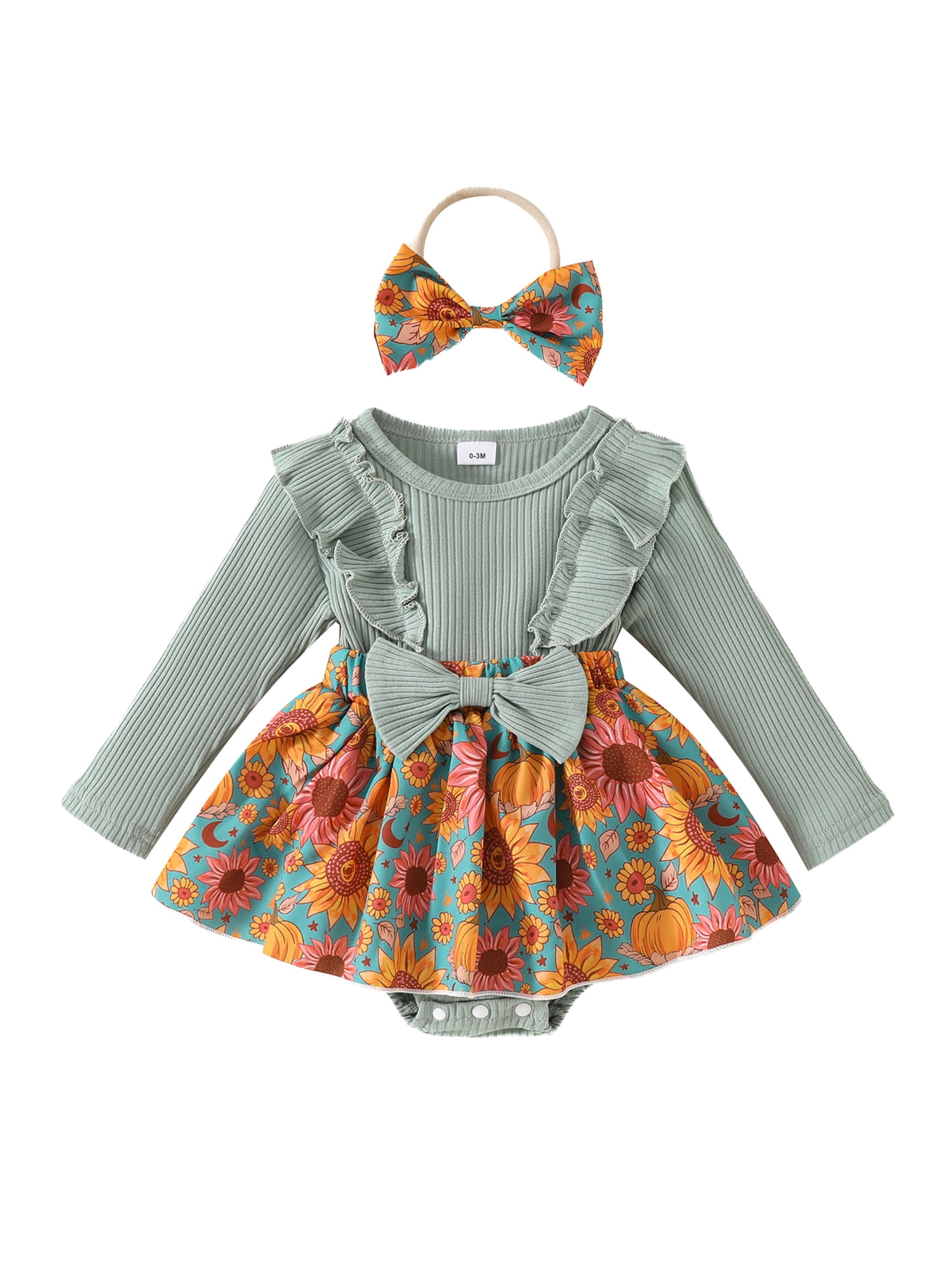 FEORJGP Toddler Baby Girl 2 Piece Casual Outfits 0 3M 6M 12M 18M 24M Infant Long Sleeve Romper ...