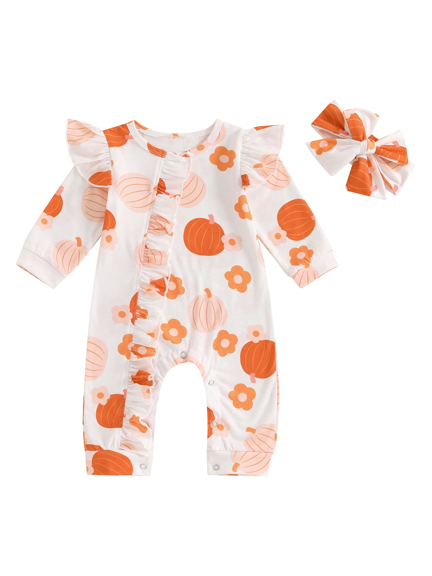 FEORJGP Toddler Baby Girl 2Pcs Halloween Outfits 0 3M 6M 12M 18M Kids Infant One-piece Rompers ...