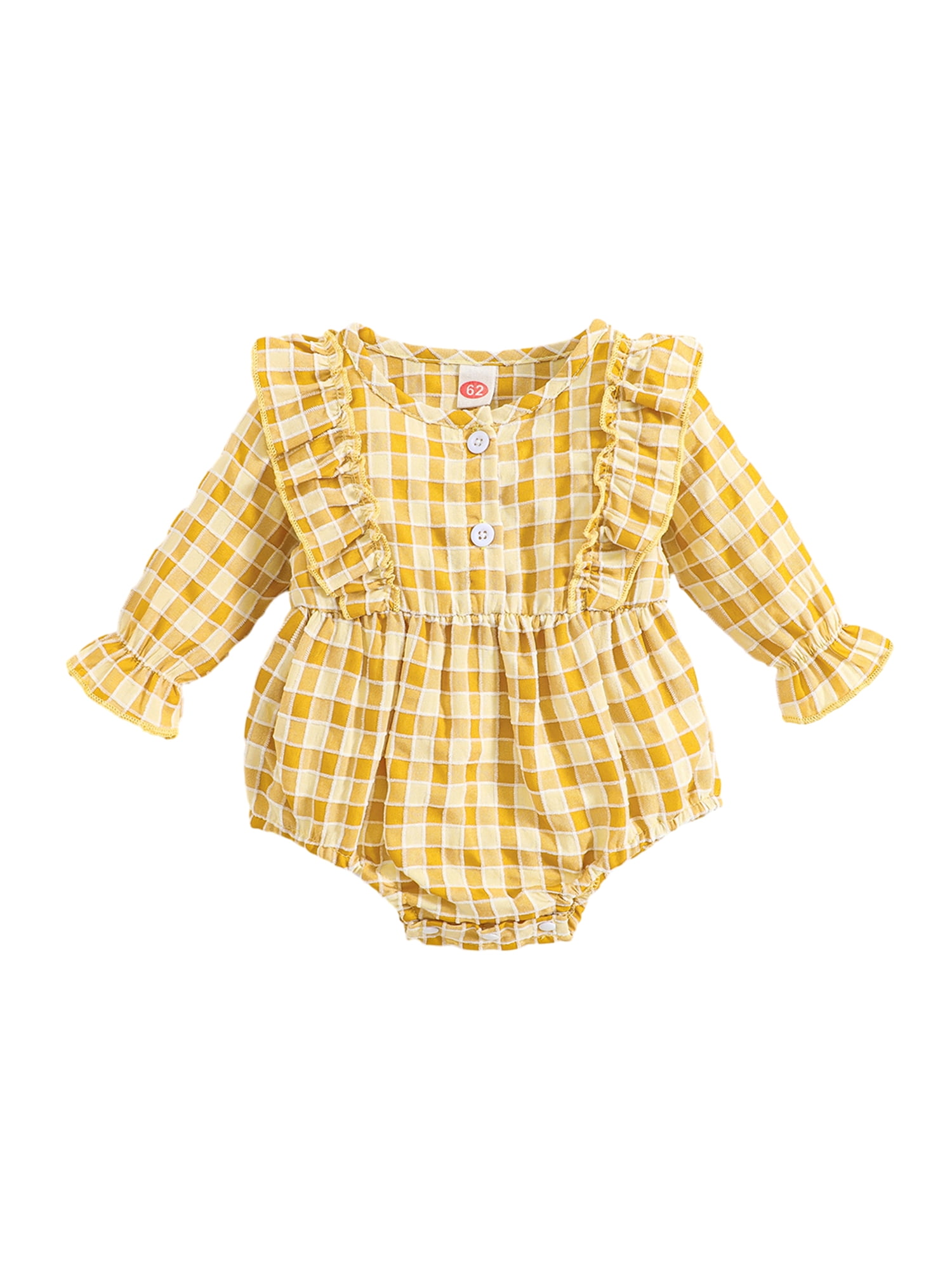 FEORJGP Toddler Baby Girl Plaid Romper Newborn 3M 6M 9M 12M 18M Long ...