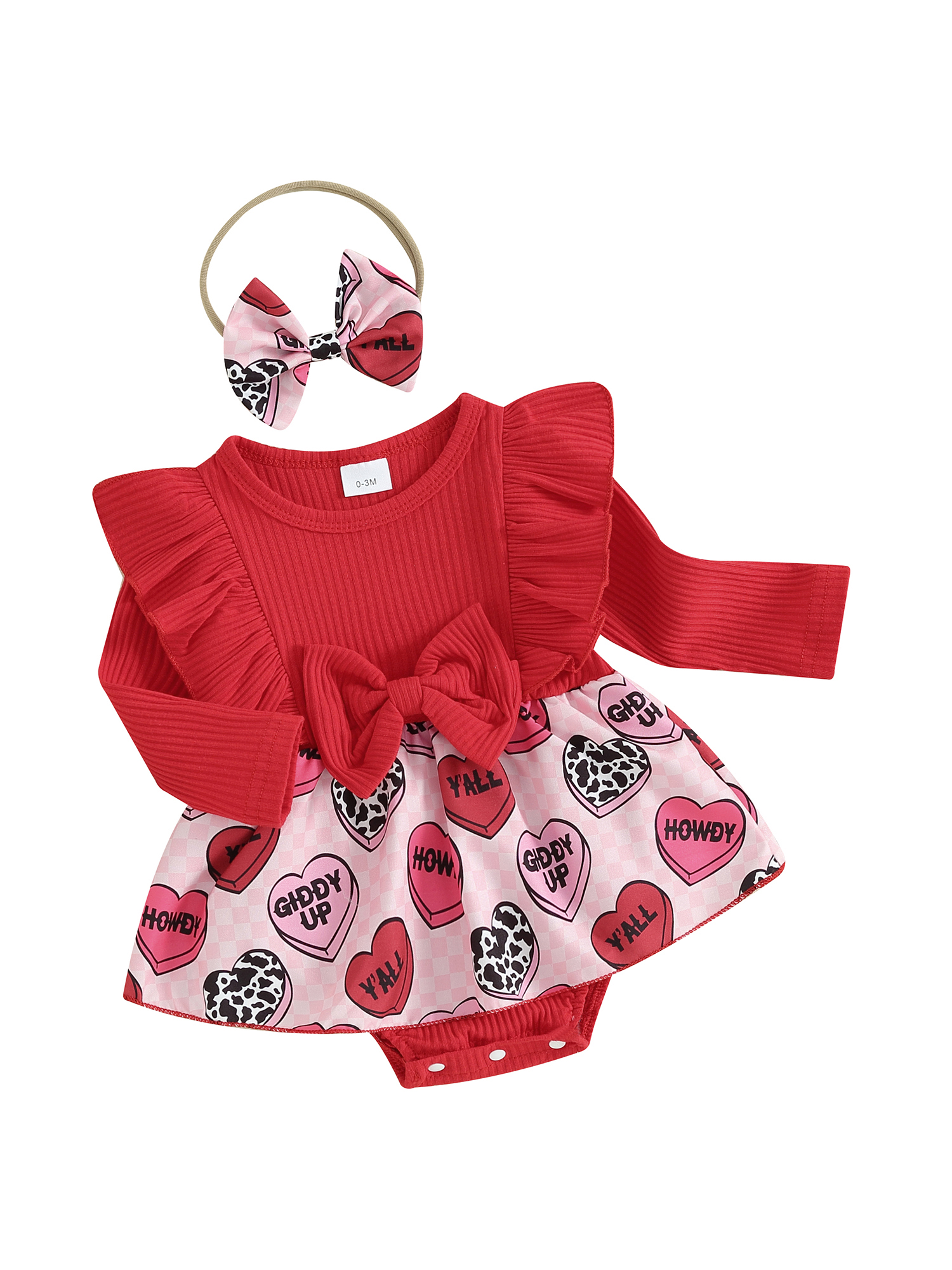 FEORJGP Toddler Baby Girl Valentine’s Day Clothes Infant 2Pcs Spring Outfits Ruffle Long Sleeve ...