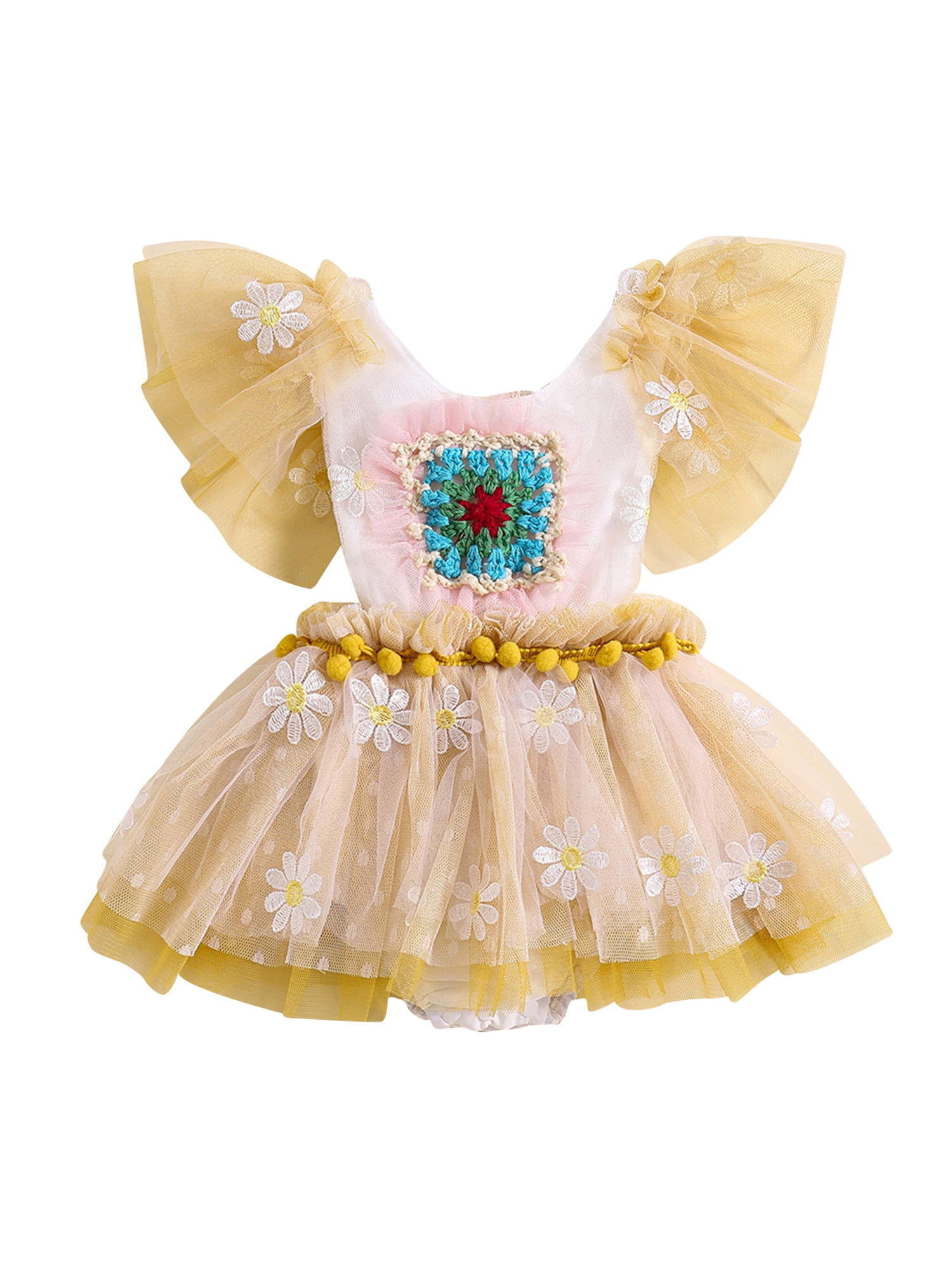 FEORJGP Toddler Baby Girls Cute Romper Dress Infant Sweet Fly Sleeve ...