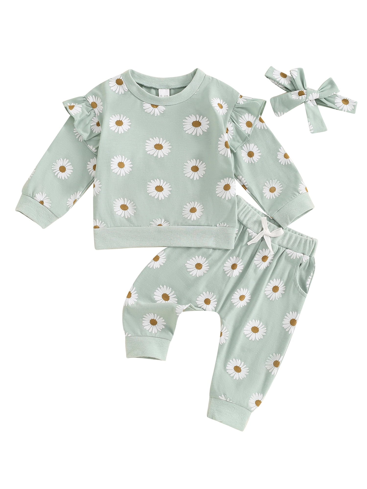 FEORJGP Toddler Girl Floral Sweat Outfits 0 6M 12M 18M 2T 3T Infant ...