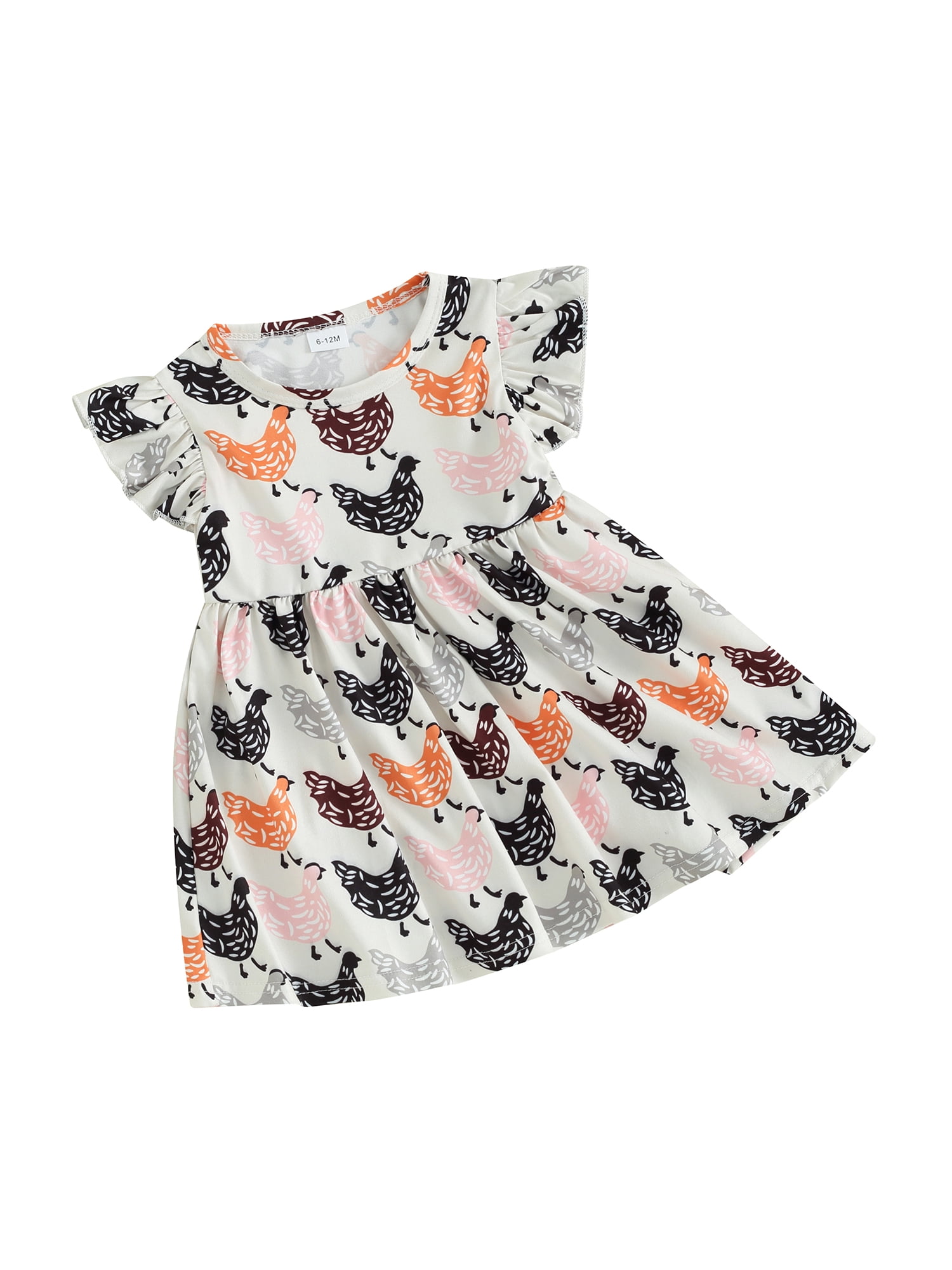 FEORJGP Toddler Girl Summer Flying Sleeve Dress Kids Baby 6M 1T 2T 3T ...