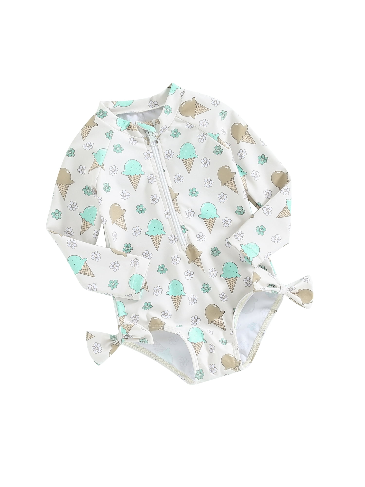 FEORJGP Toddler Girls Rash Guard Swimsuit 6M 9M 1T 2T 3T Infant Onepiece Swimwear Long Sleeve ...