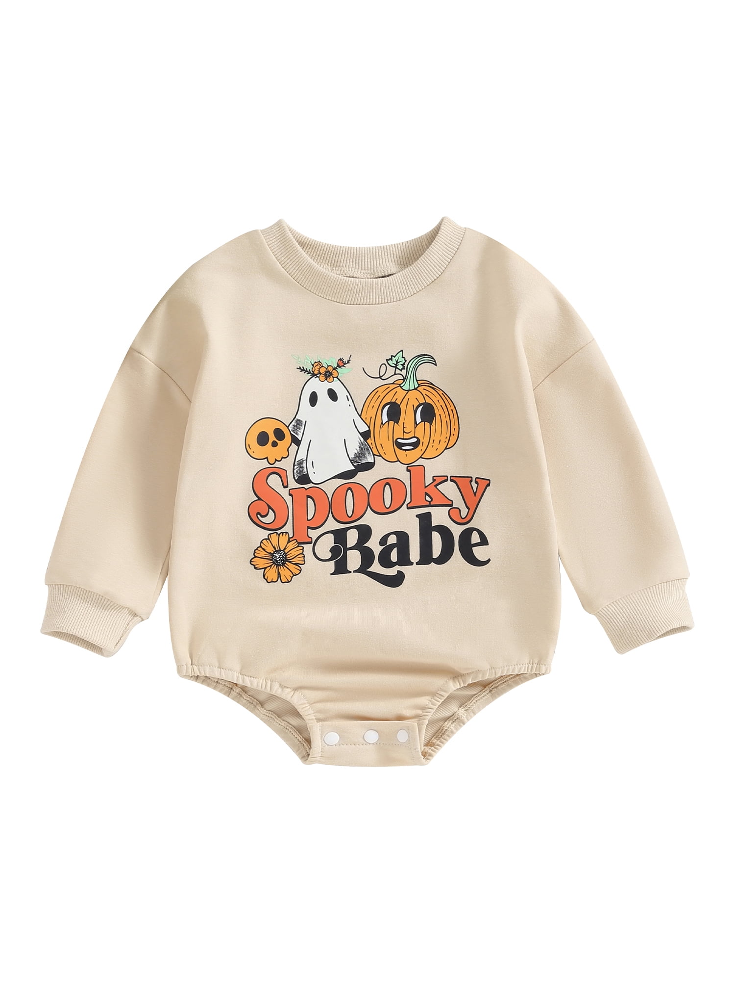 FEORJGP Toddler Infant Newborn Baby Boys Girls Halloween Long Sleeve Rompers Letter Print Round ...