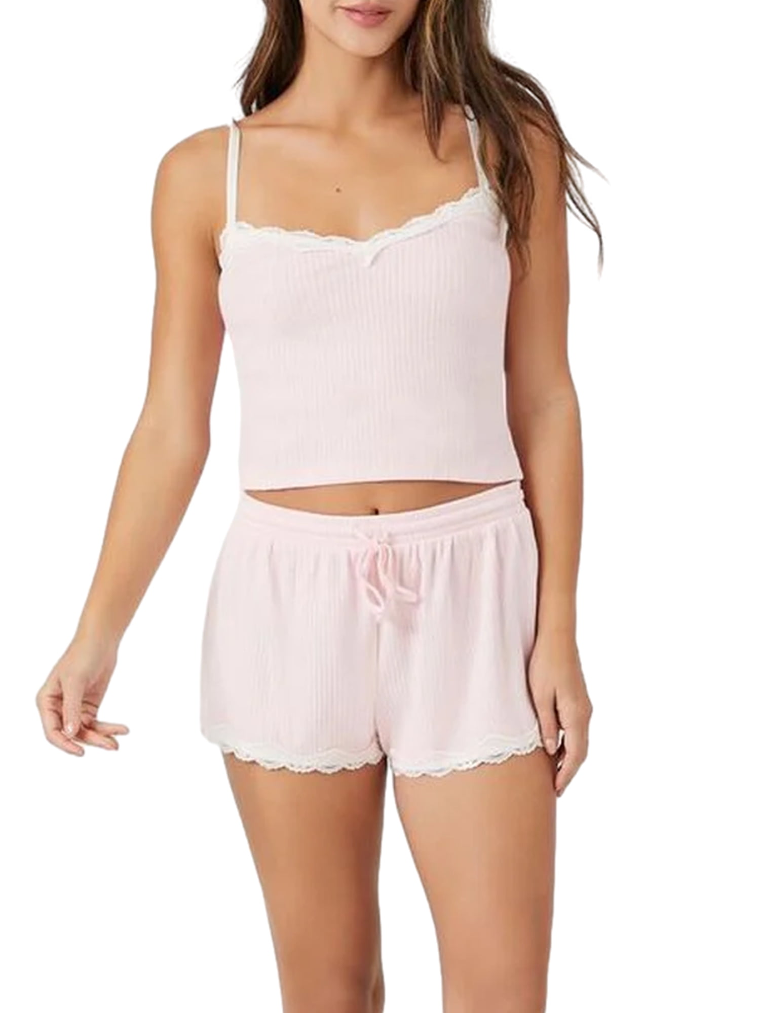 FEORJGP Women Summer Pajamas Set Ladies Cute Sexy Loungewear Suits Lace ...