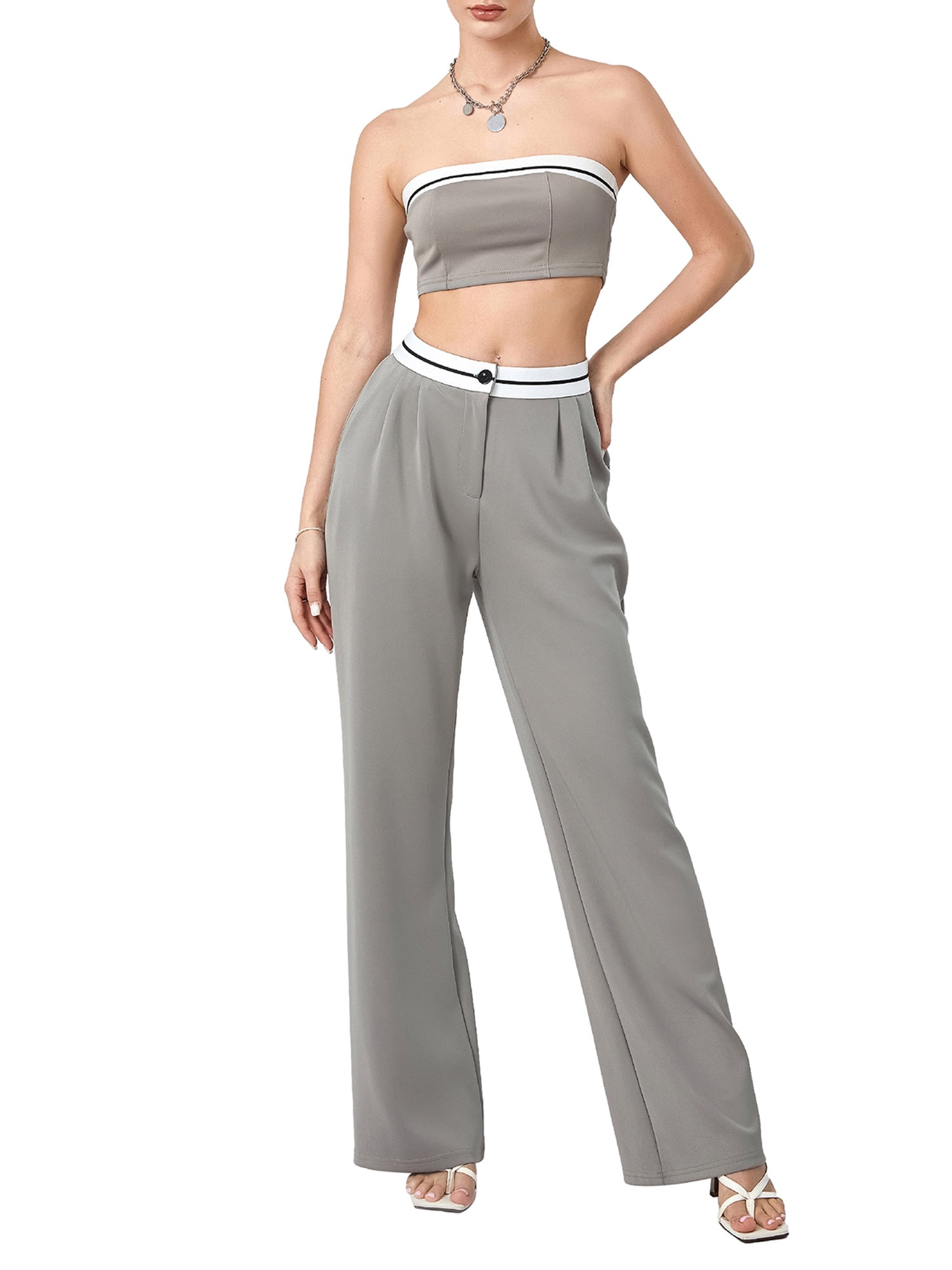 FEORJGP Women Summer Tracksuits Outfits Ladies Sleeveless Bustier ...