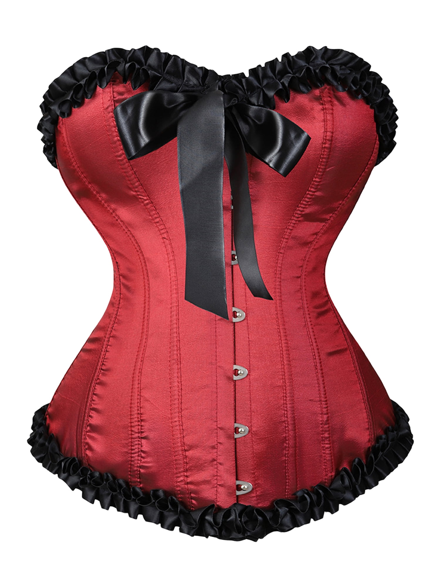 FEORJGP Women's Slim Corset Tube Tops Contrast Color Ruffled Sleeveless ...
