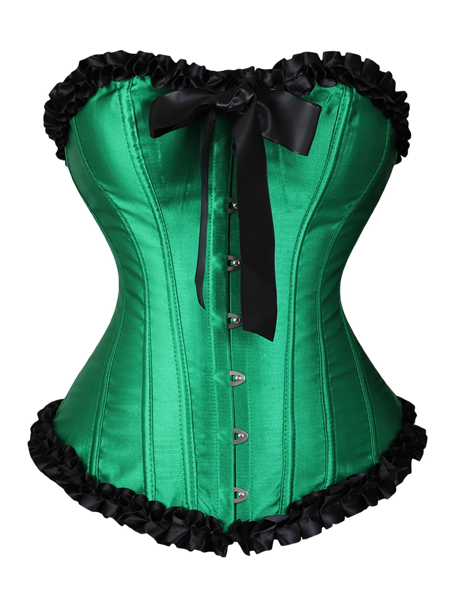 FEORJGP Women's Slim Corset Tube Tops Contrast Color Ruffled Sleeveless ...