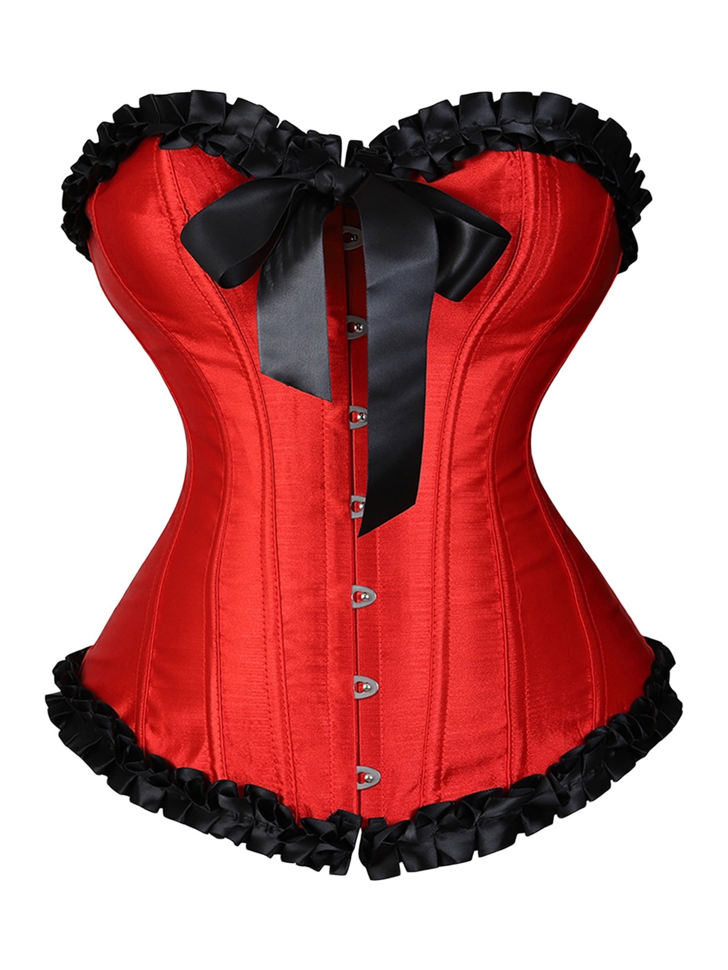 FEORJGP Women's Slim Corset Tube Tops Contrast Color Ruffled Sleeveless ...