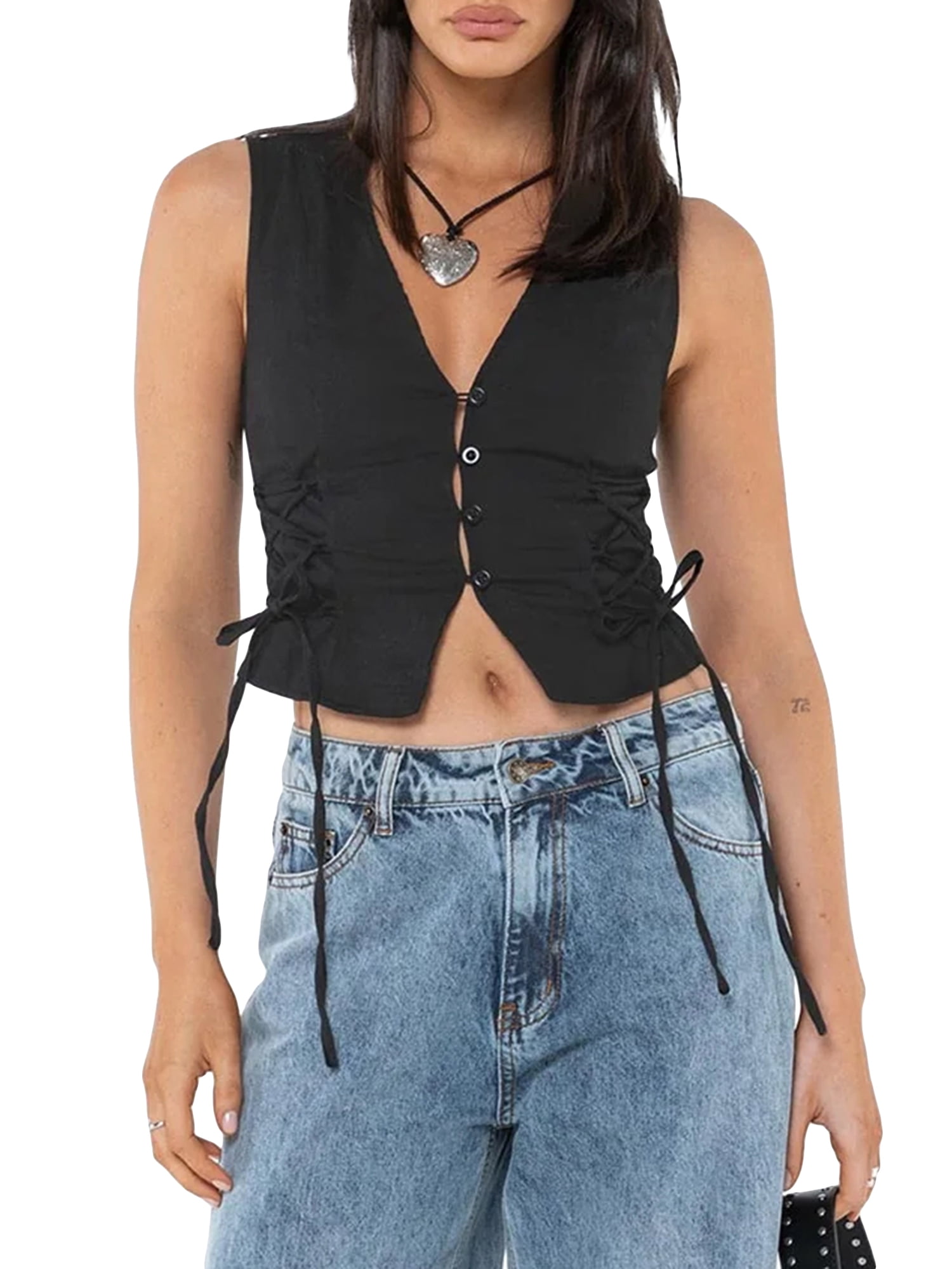 FEORJGP Women's Summer Slim Tank Tops Sleeveless Waistcoat Solid Color ...