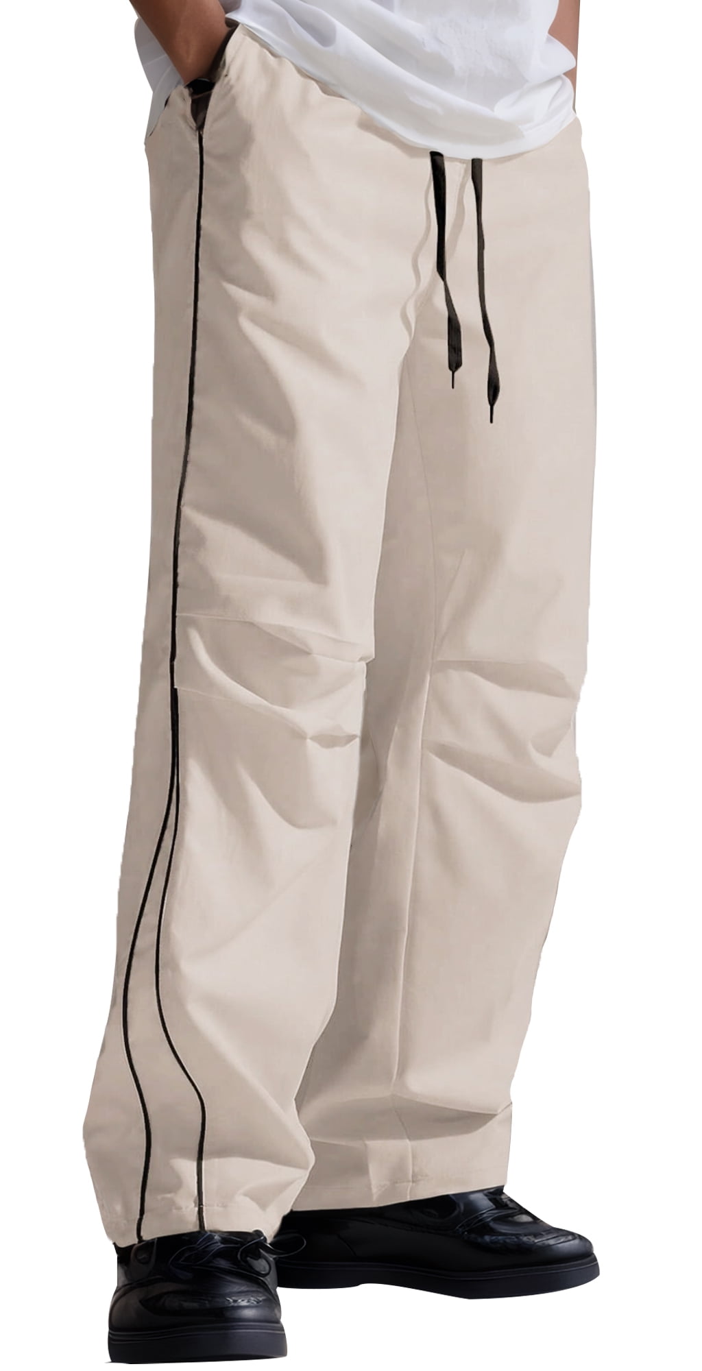 FEOYA Baggy Parachute Sweatpants Men Straight Vintage Track Pant Sport Skateboard Trousers Hip ...